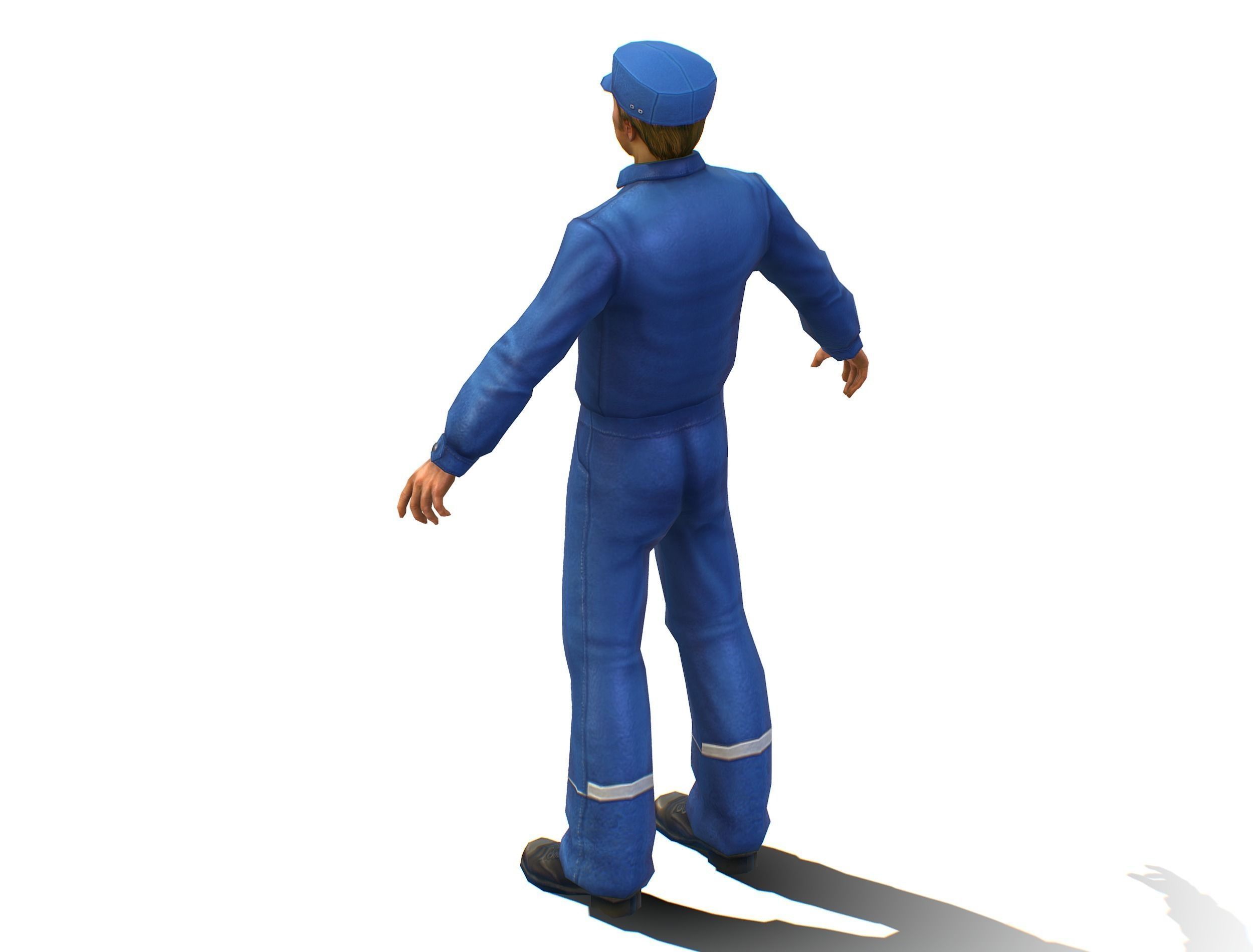 3D model Young Male Lab Technician Blue Uniform VR / AR / low-poly ...