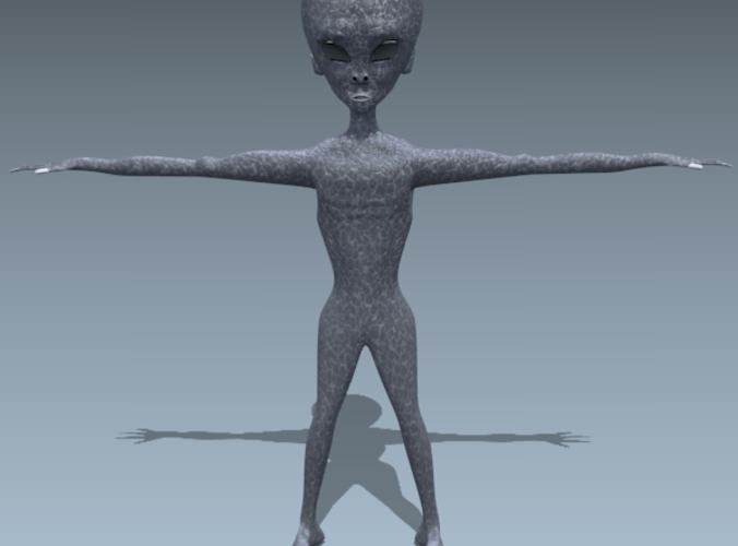 Blue skinny alien creature 3D Model 3D printable OBJ FBX LWO LW LWS STL ...
