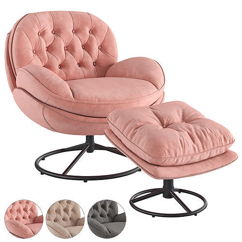 Guyyou Accent Chair with Ottoman 3D model | CGTrader