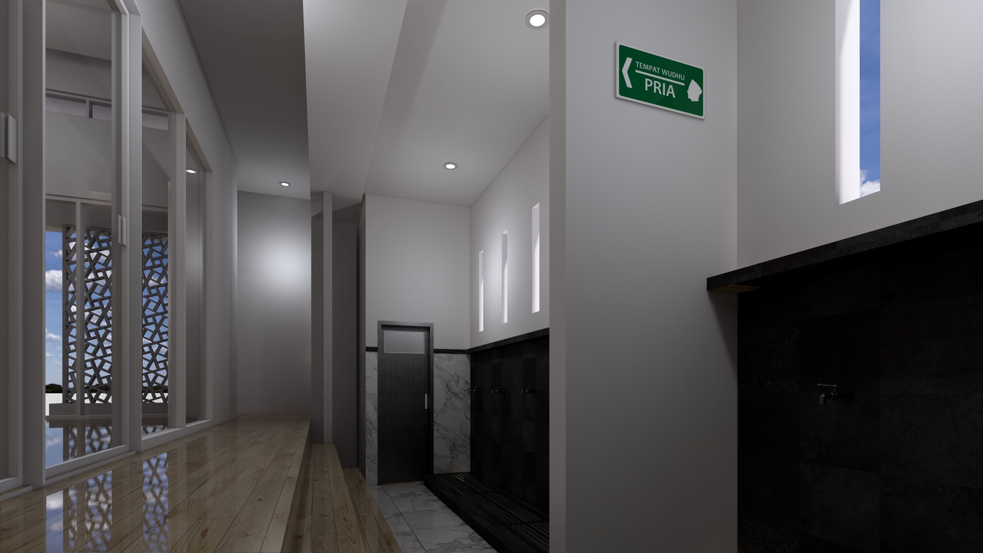 3D model Simple Modern Islamic Prayer Room Mosque Mushola VR / AR / low ...