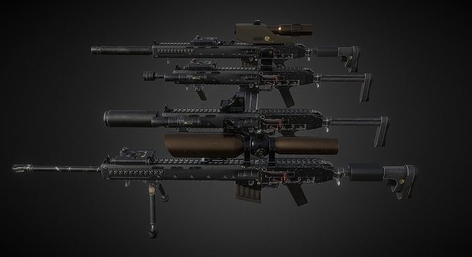 Modular assault rifle 3D model | CGTrader