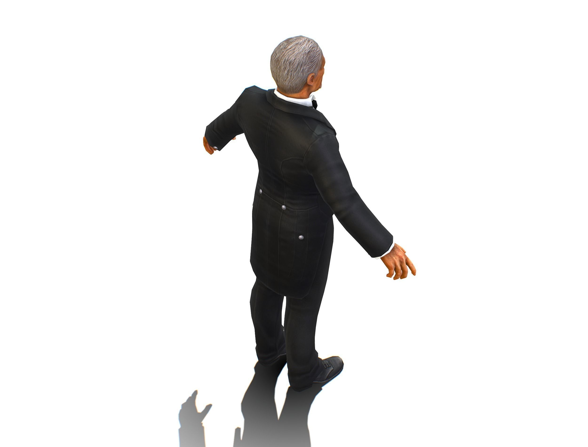 3D model Old Man Concierge in Black Suit VR / AR / low-poly | CGTrader