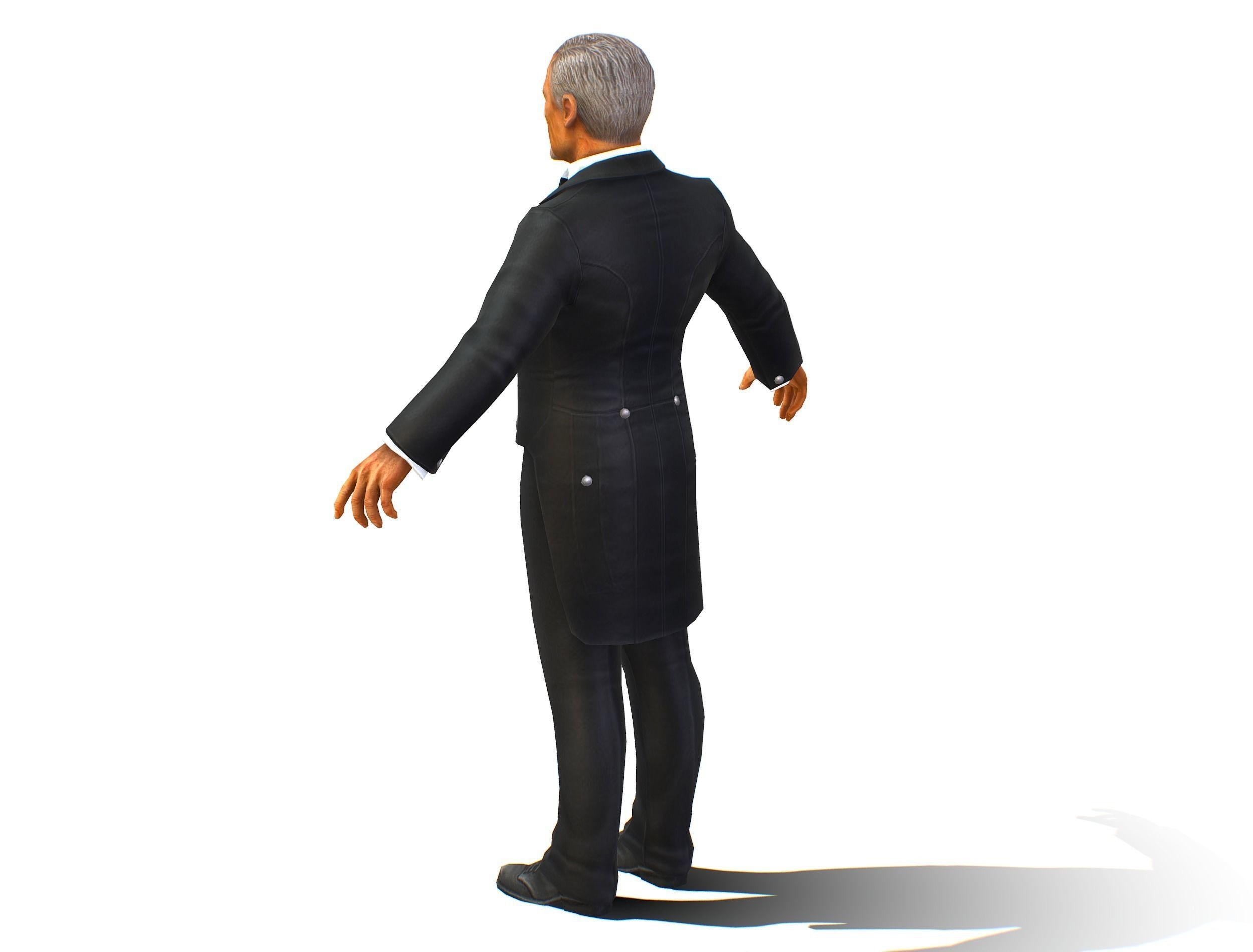 3D model Old Man Concierge in Black Suit VR / AR / low-poly | CGTrader