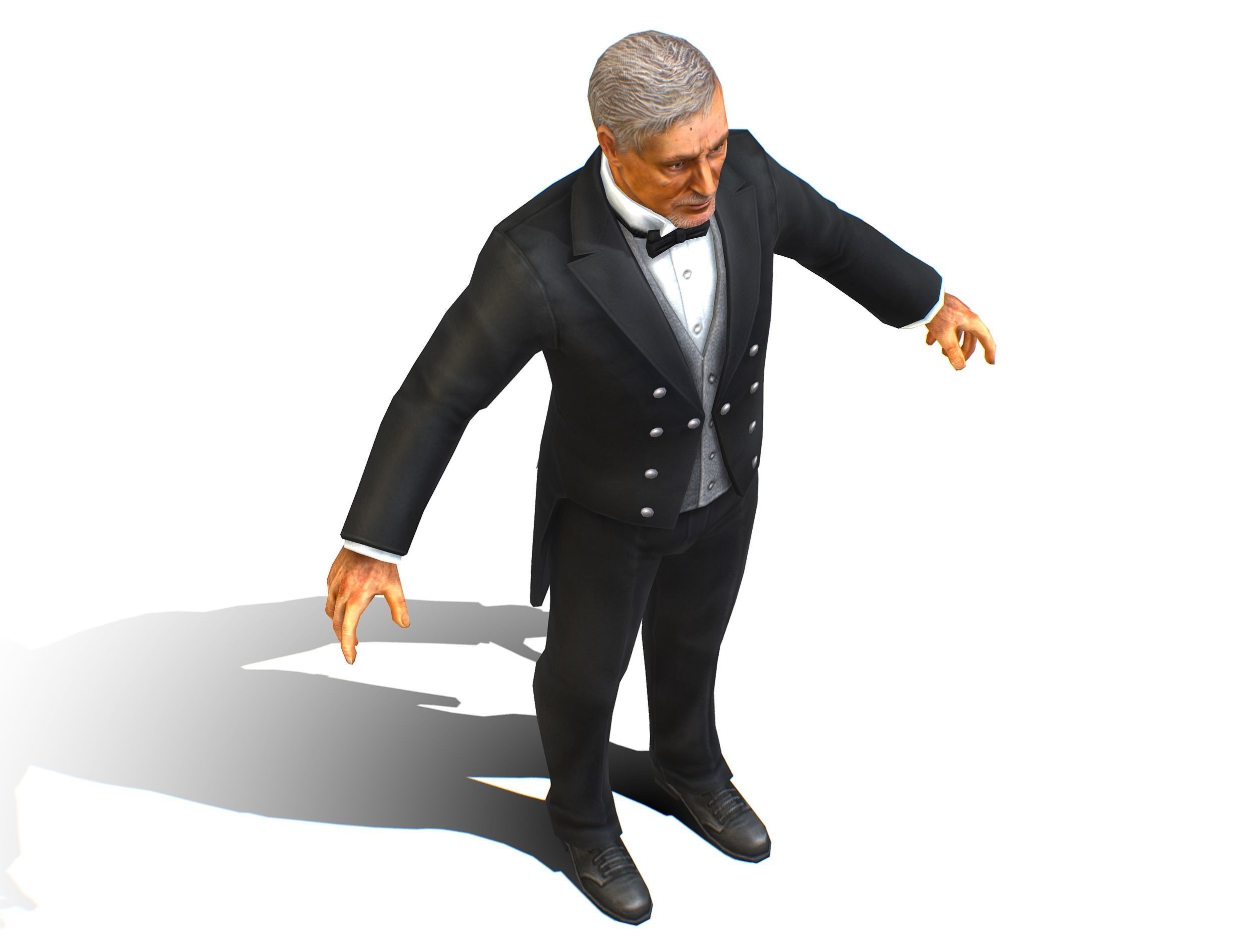 3D model Old Man Concierge in Black Suit VR / AR / low-poly | CGTrader
