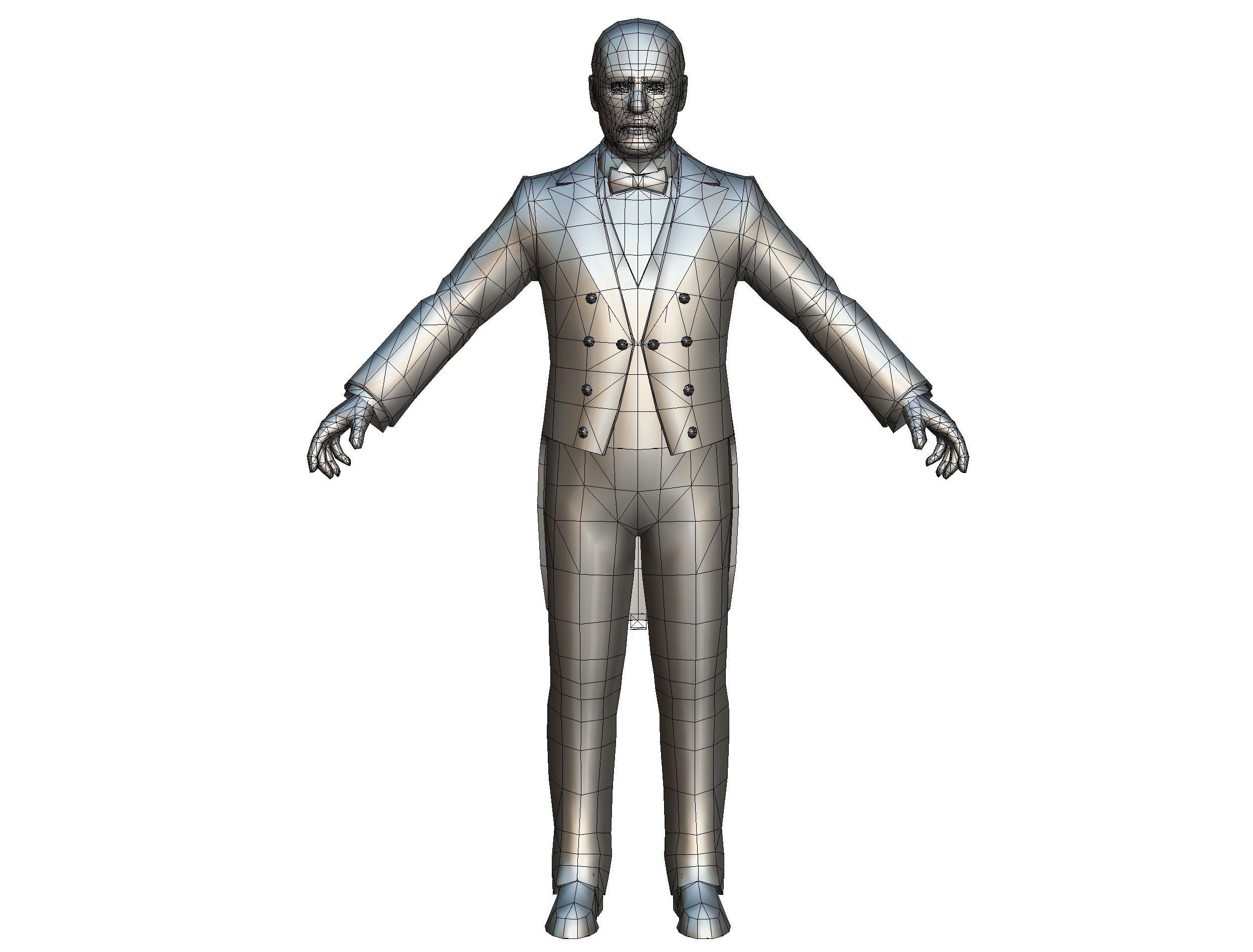 3D model Old Man Concierge in Brown Suit VR / AR / low-poly | CGTrader