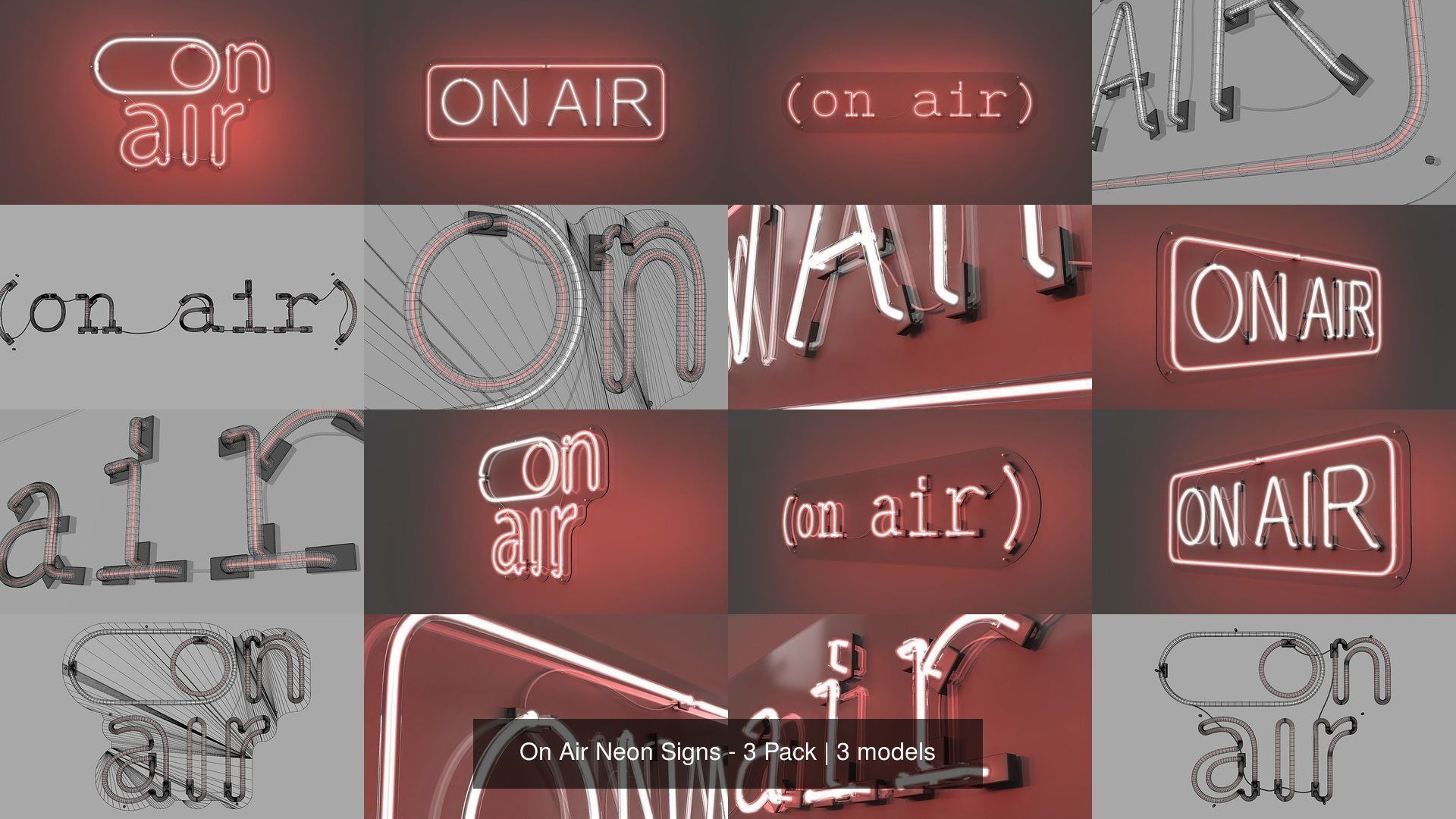 On Air Neon Signs - 3 Pack 3D Model Collection | CGTrader