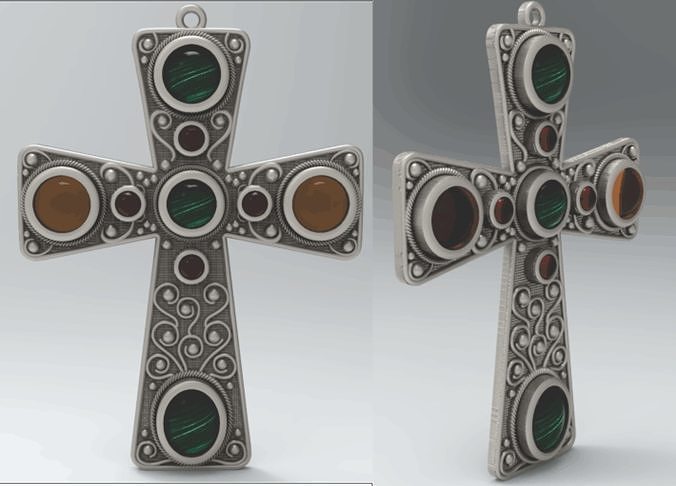 Cabochon Cross Pendant 3D model 3D printable | CGTrader
