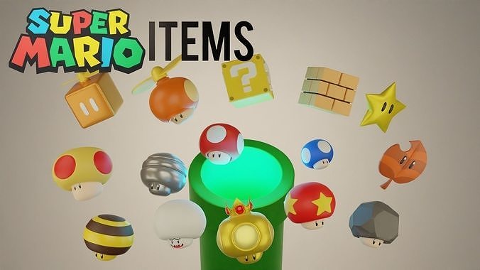 Super Mario bros items 3D model | CGTrader
