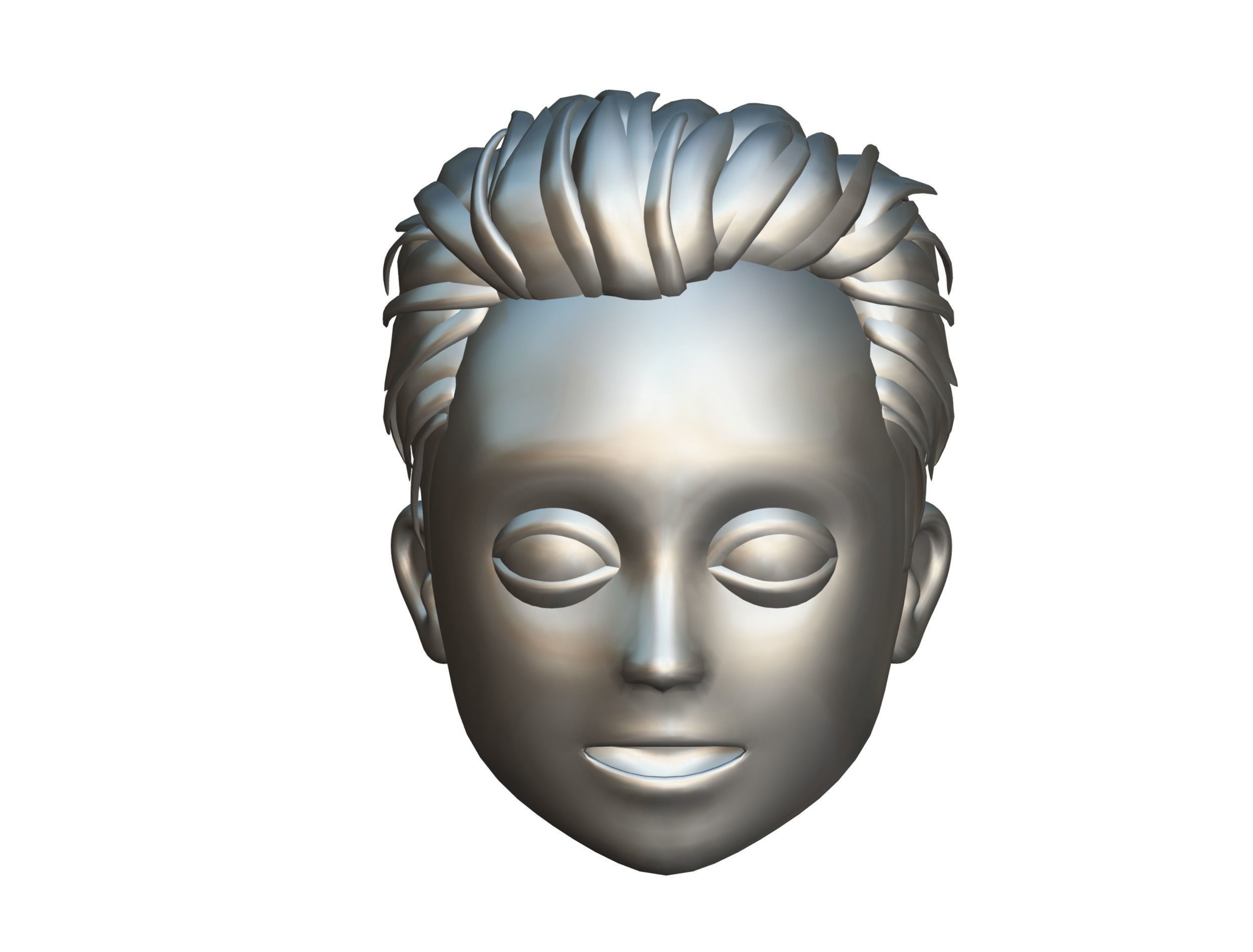Short Hairstyle Cartoon Young Man Boy Head Icon 3D model | CGTrader
