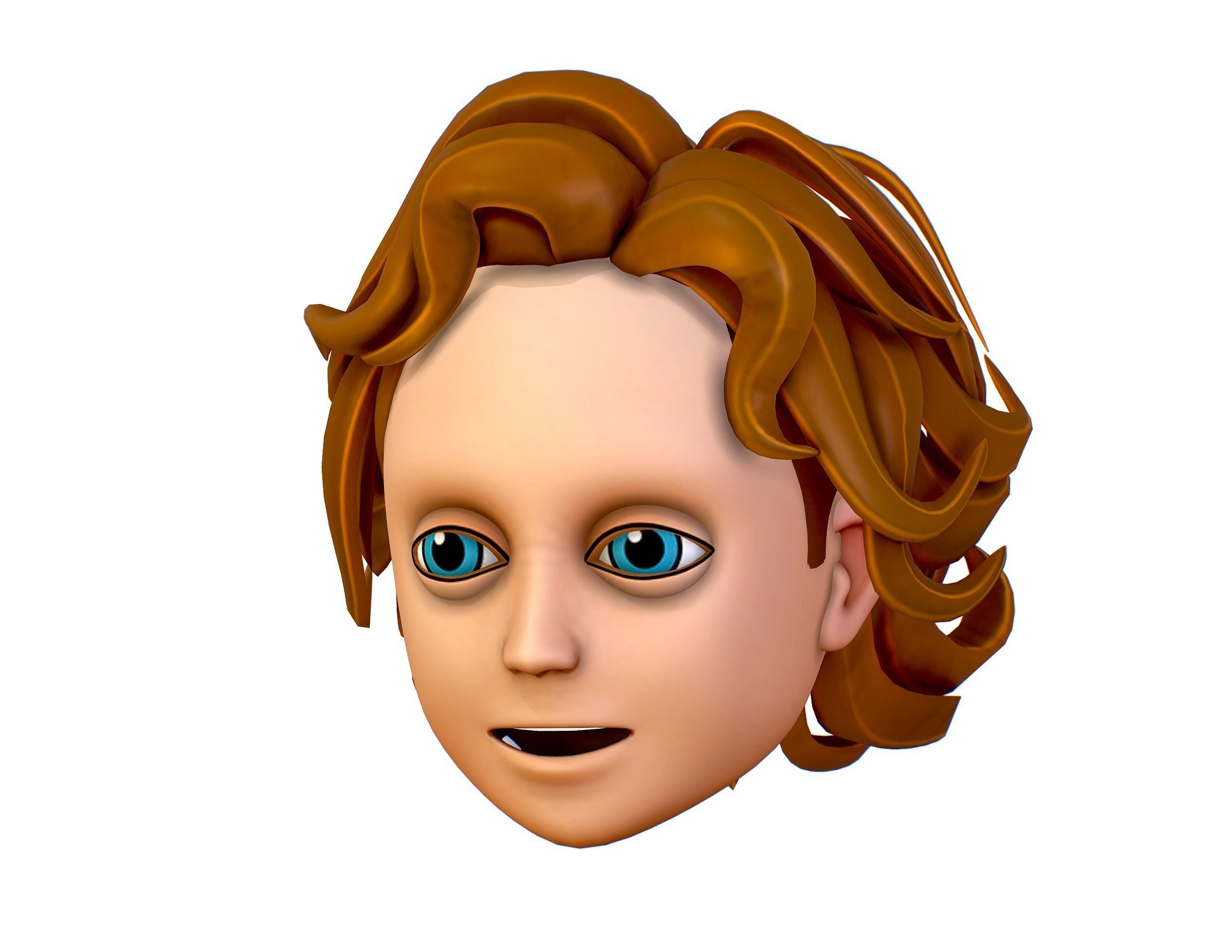 Long Hairstyle Cartoon Young Man Boy Head Icon 3D model | CGTrader