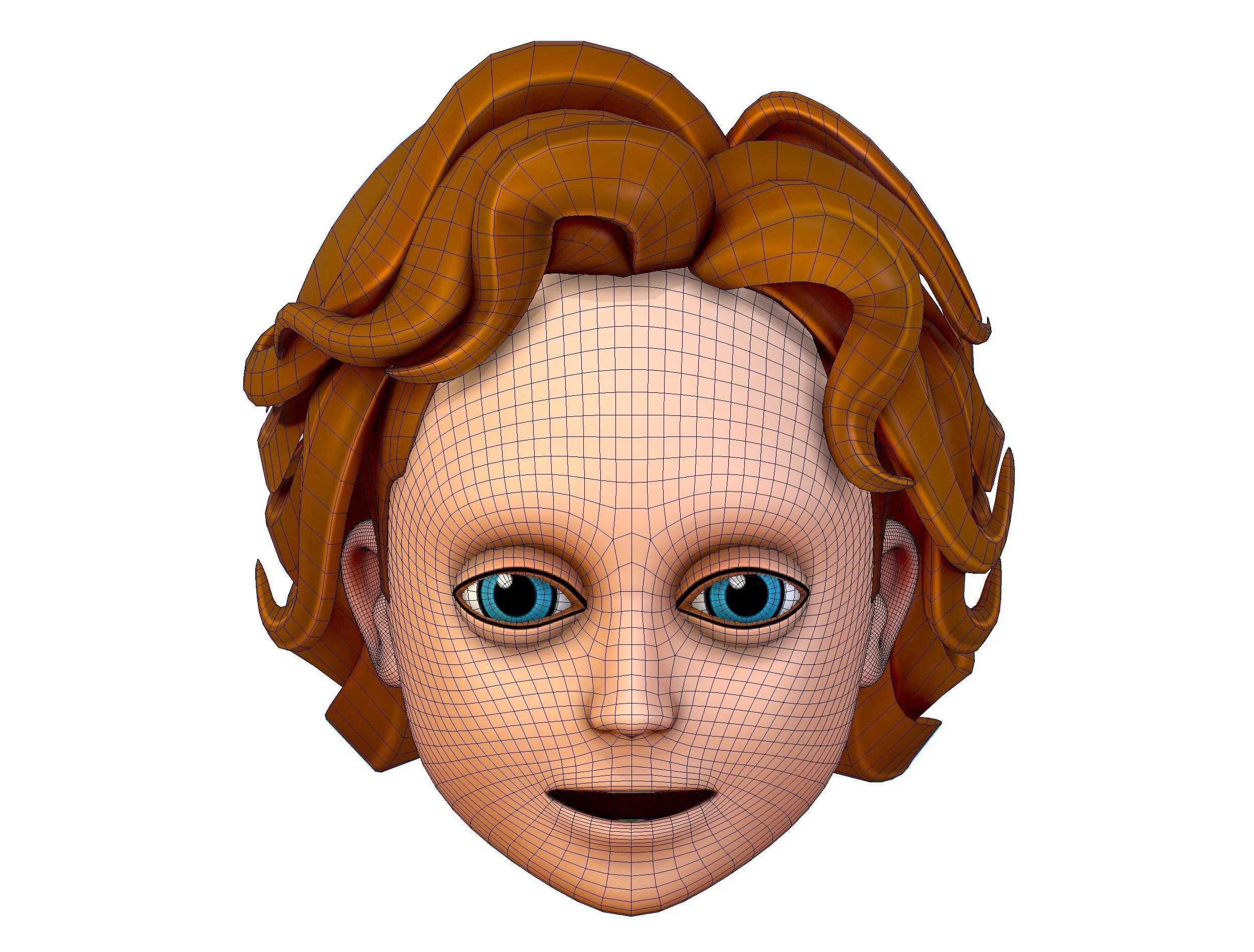 Long Hairstyle Cartoon Young Man Boy Head Icon 3D model | CGTrader