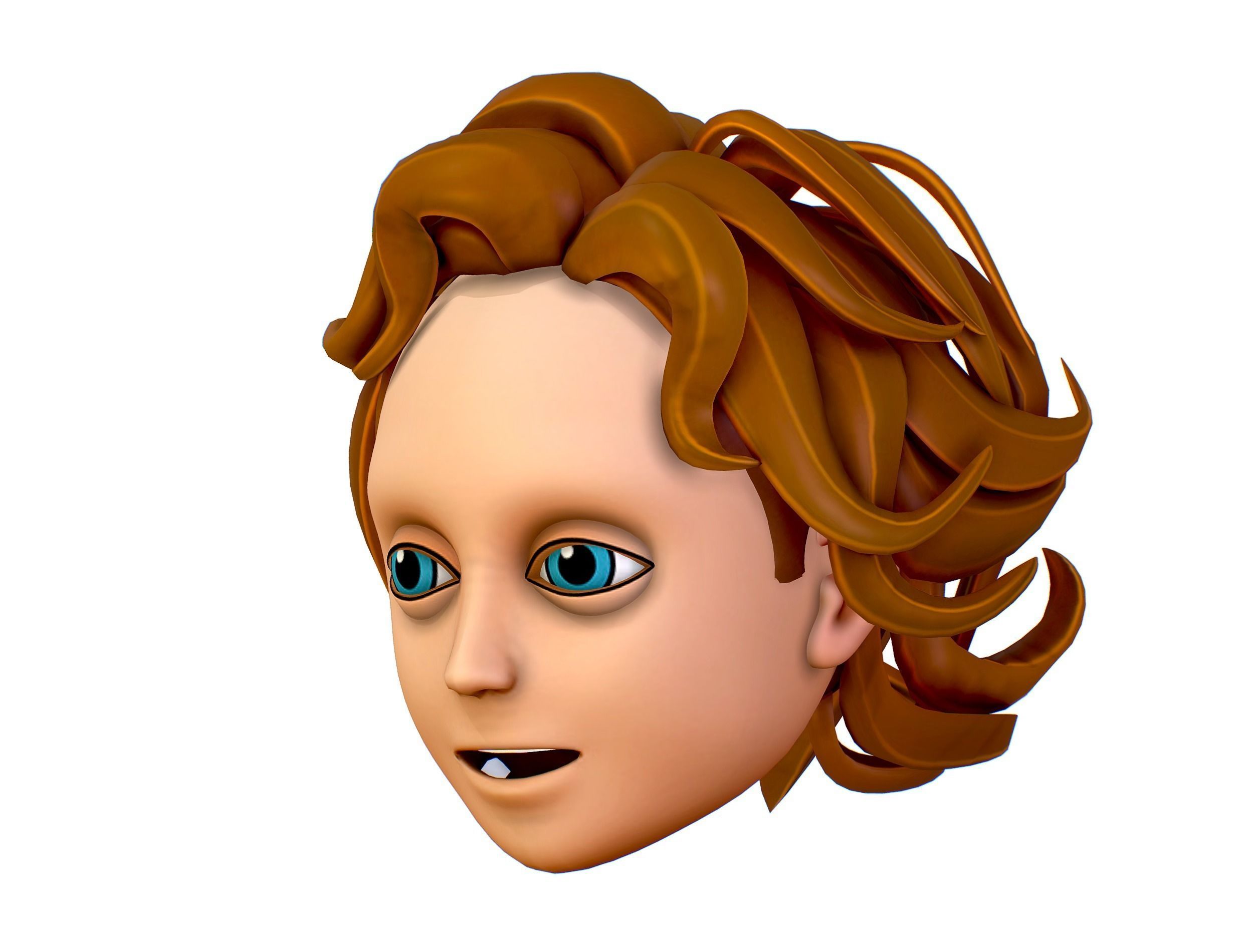 Long Hairstyle Cartoon Young Man Boy Head Icon 3D model | CGTrader