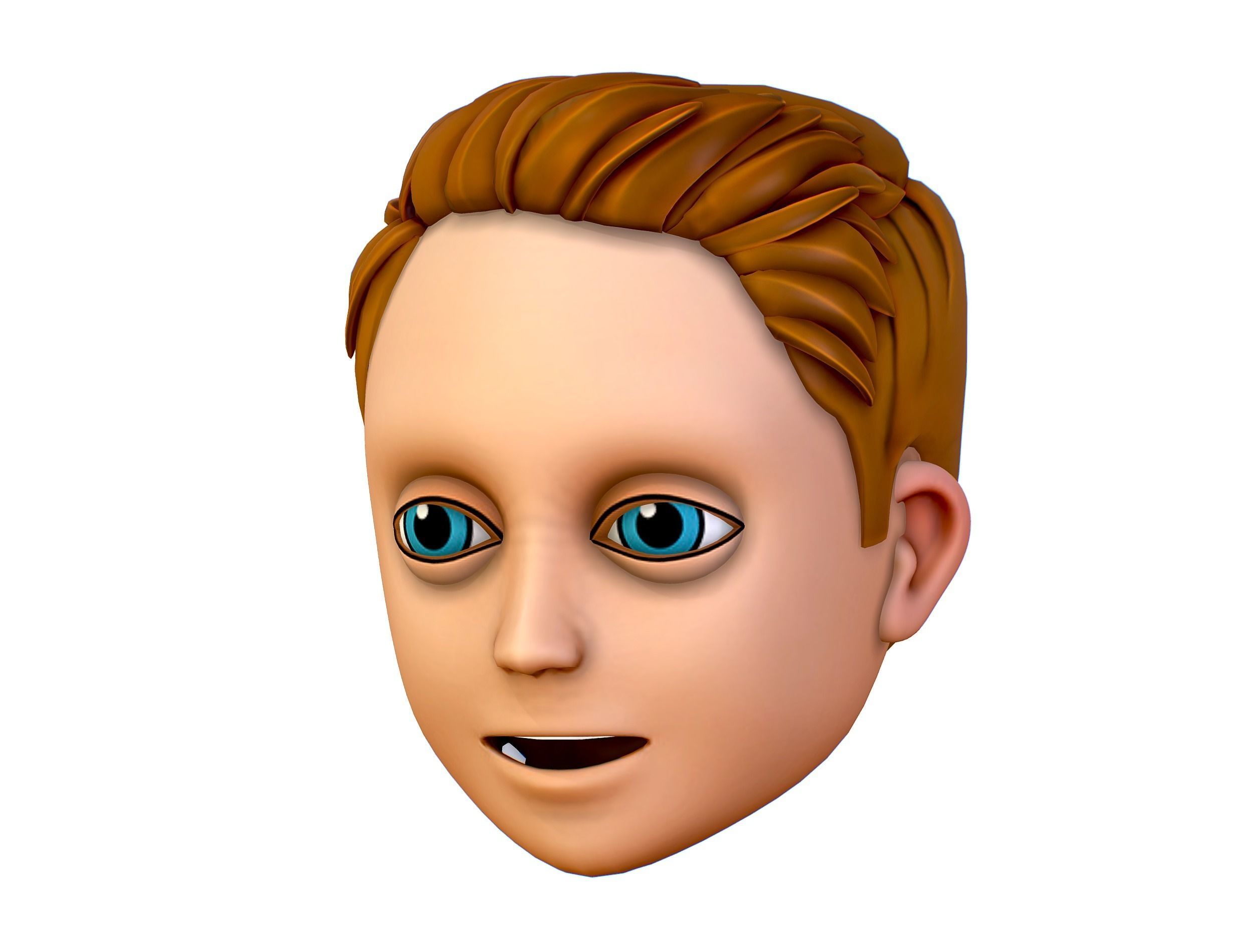 Short Hairstyle Cartoon Young Man Boy Head Icon 3D model 3D model ...