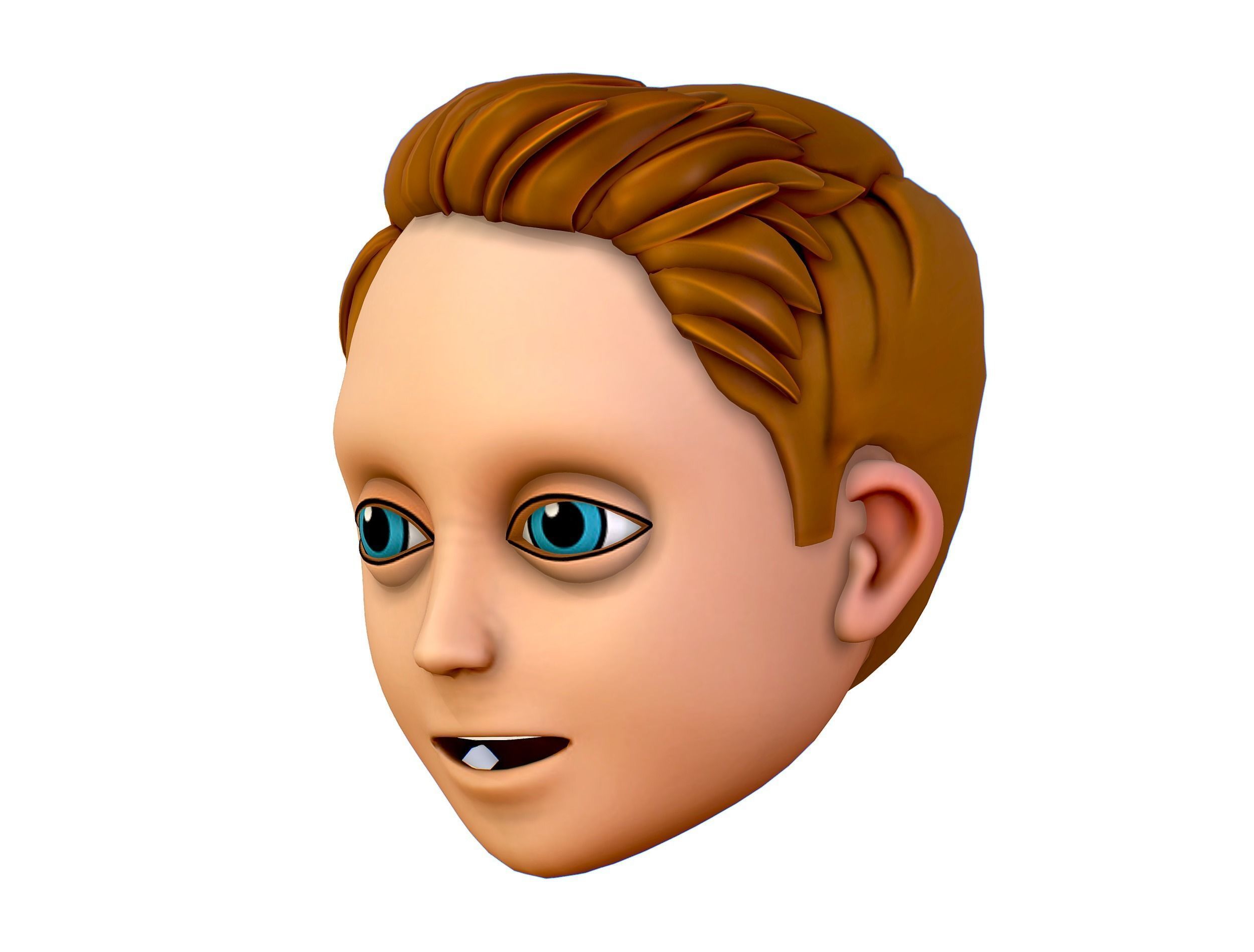 Short Hairstyle Cartoon Young Man Boy Head Icon 3D model 3D model ...