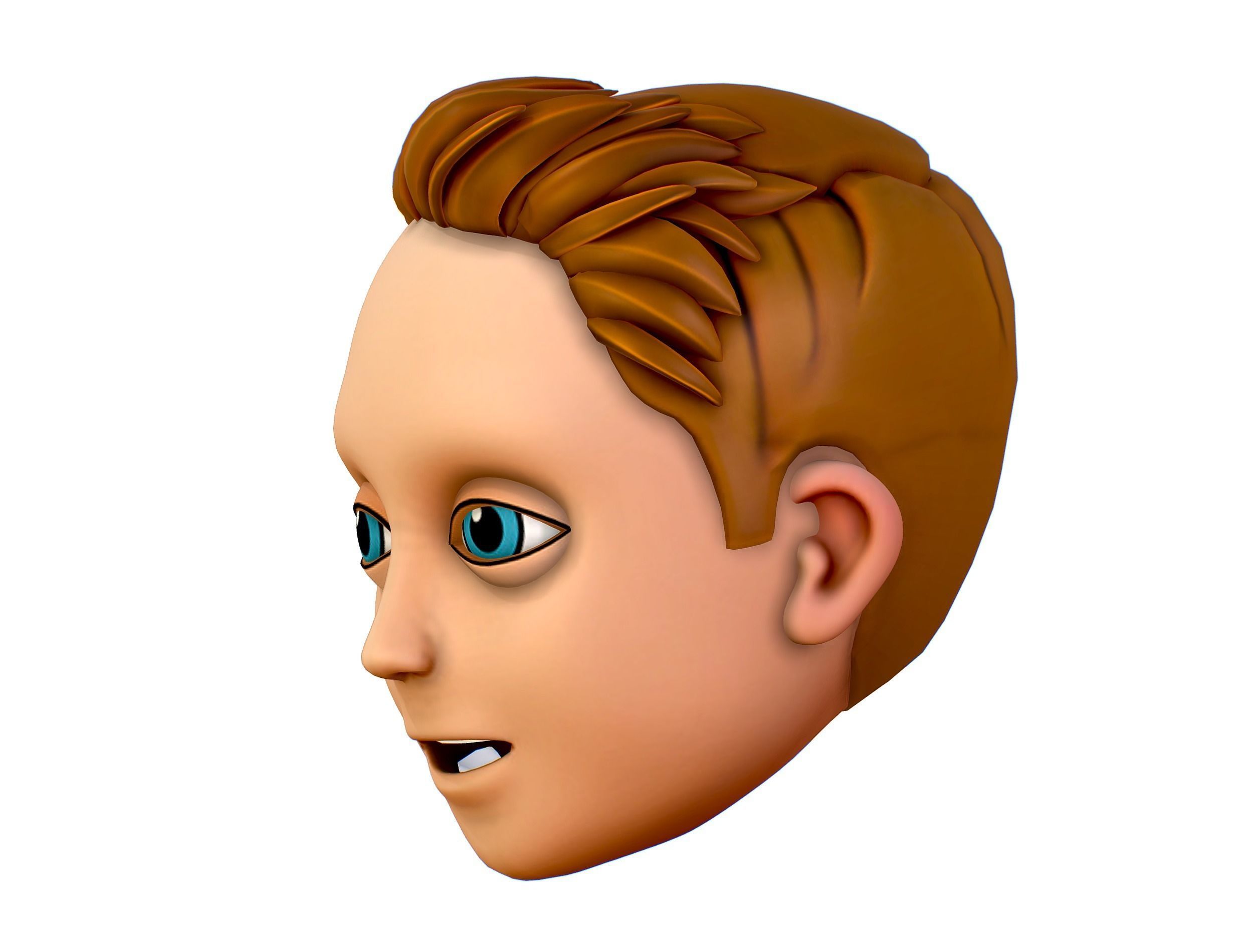 Short Hairstyle Cartoon Young Man Boy Head Icon 3D model 3D model ...