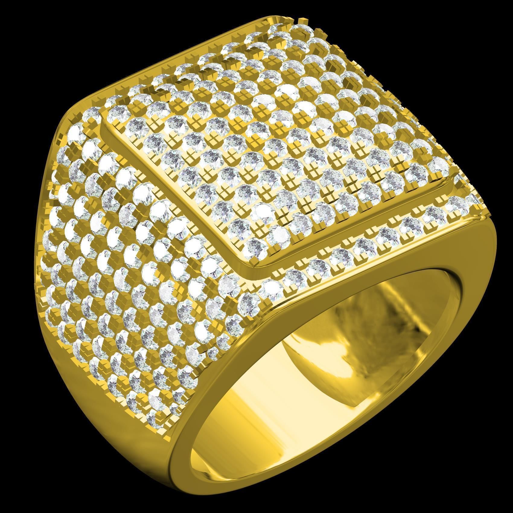 Antique Pave Set Diamond Hip Hop Ring for Men 3D model 3D printable ...