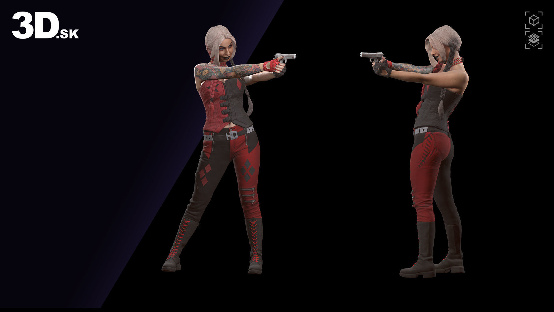 Cleaned 3D Body Scan MrsPhysiotherapist Gun 3D model | CGTrader