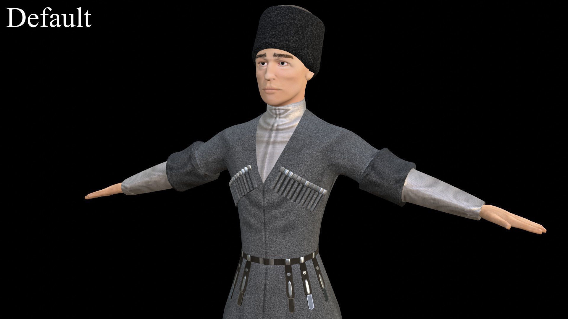 3D model Caucasian or Cossack Character Costume VR / AR / low-poly ...