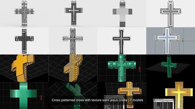 Cross patterned cross with texture saint jesus cristia 3D Model ...