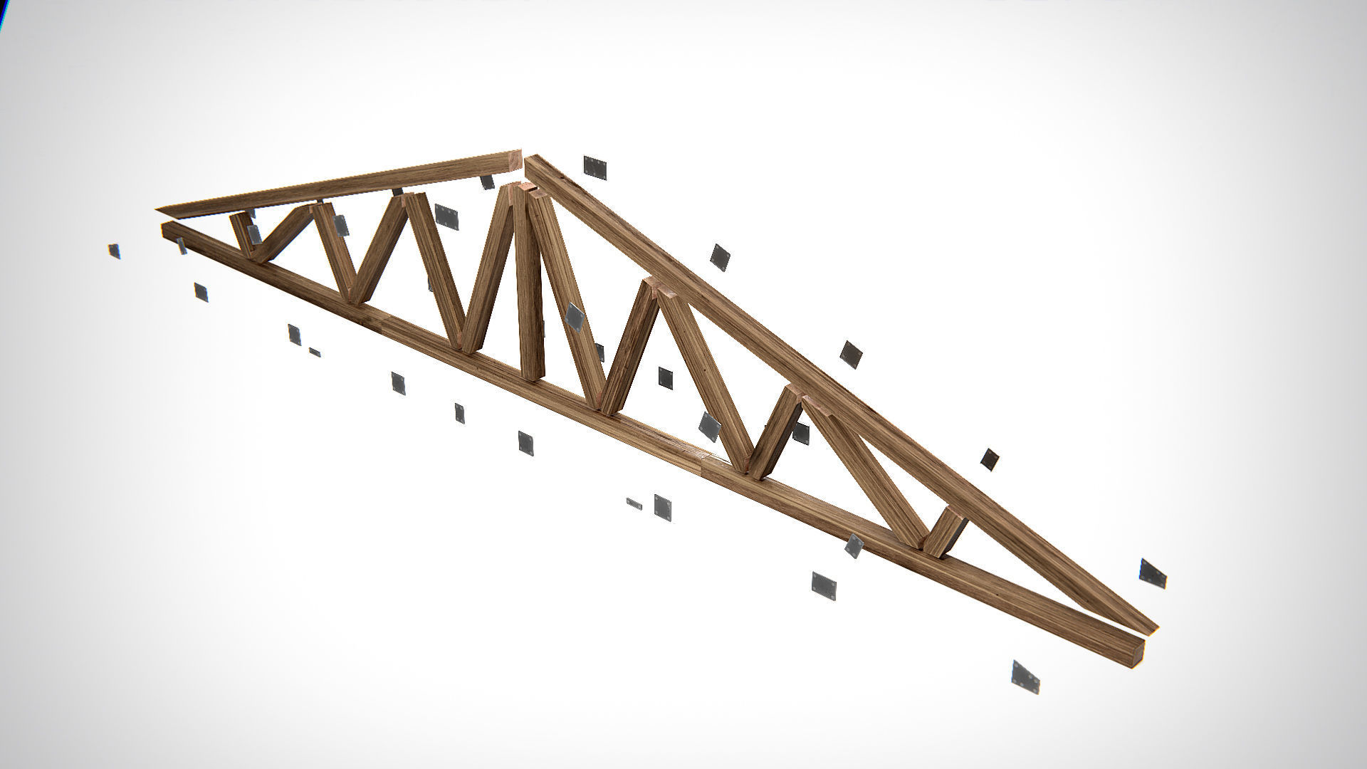 3D model Wooden Truss Triple Fink PBR VR / AR / low-poly | CGTrader