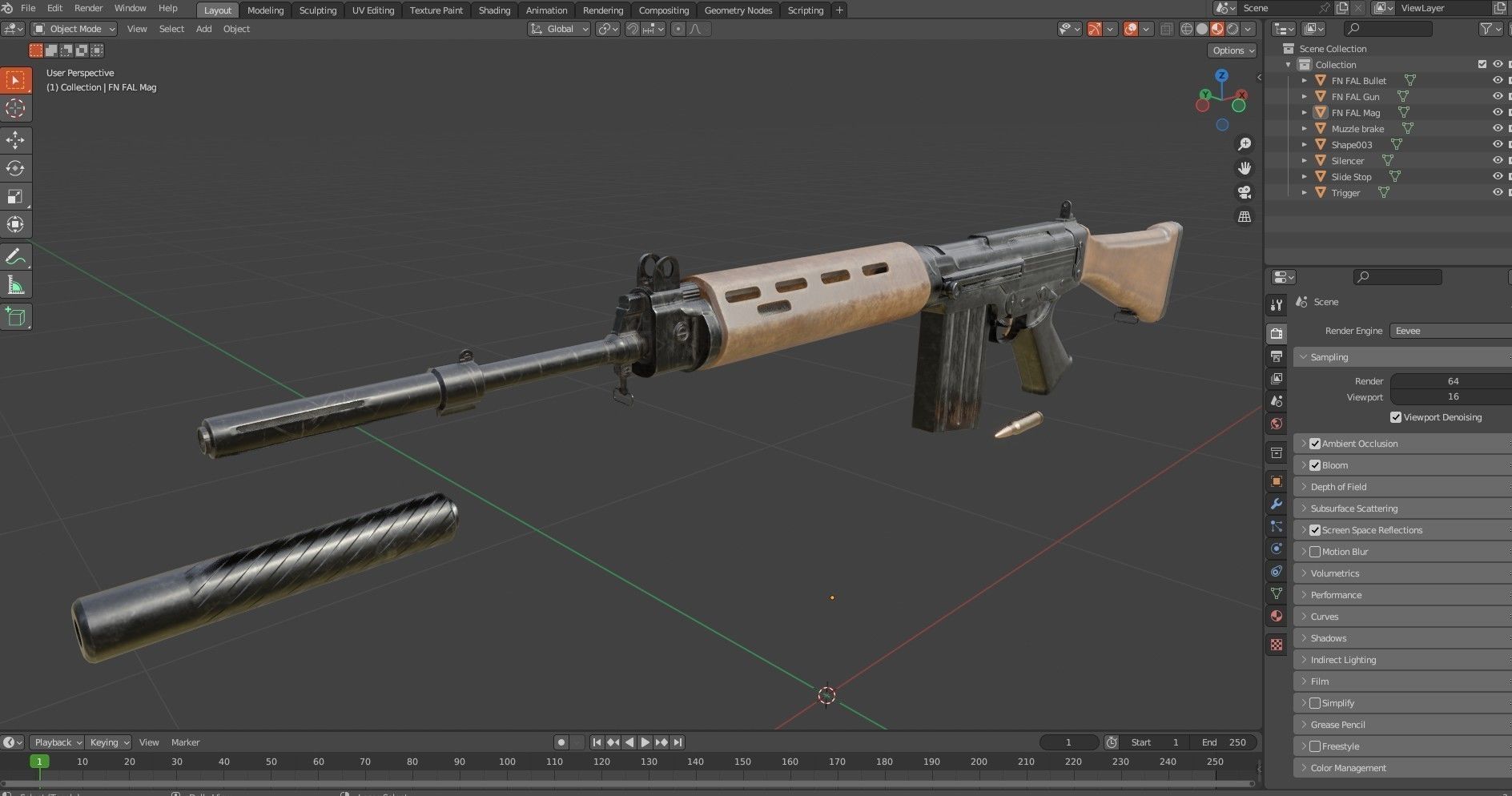 3D model FN FAL Rifle VR / AR / low-poly | CGTrader