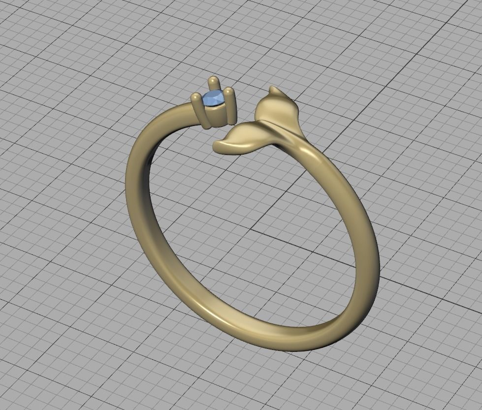 Dolphin Tail Ring Lucky Fish Tail Ring 3dmodel 3D model 3D printable ...