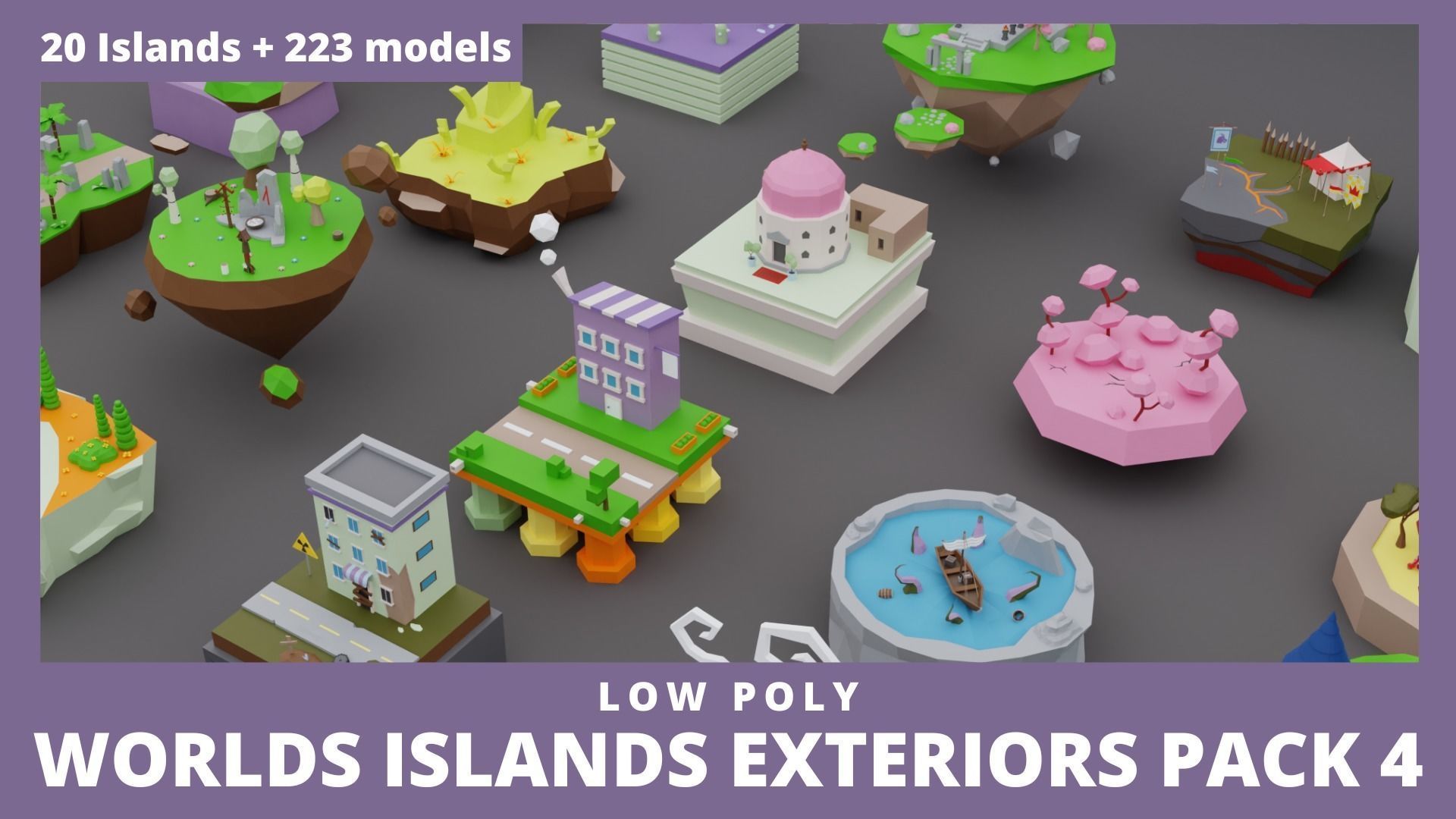 3D model Low Poly Worlds Islands Exteriors Pack 4 VR / AR / low-poly ...