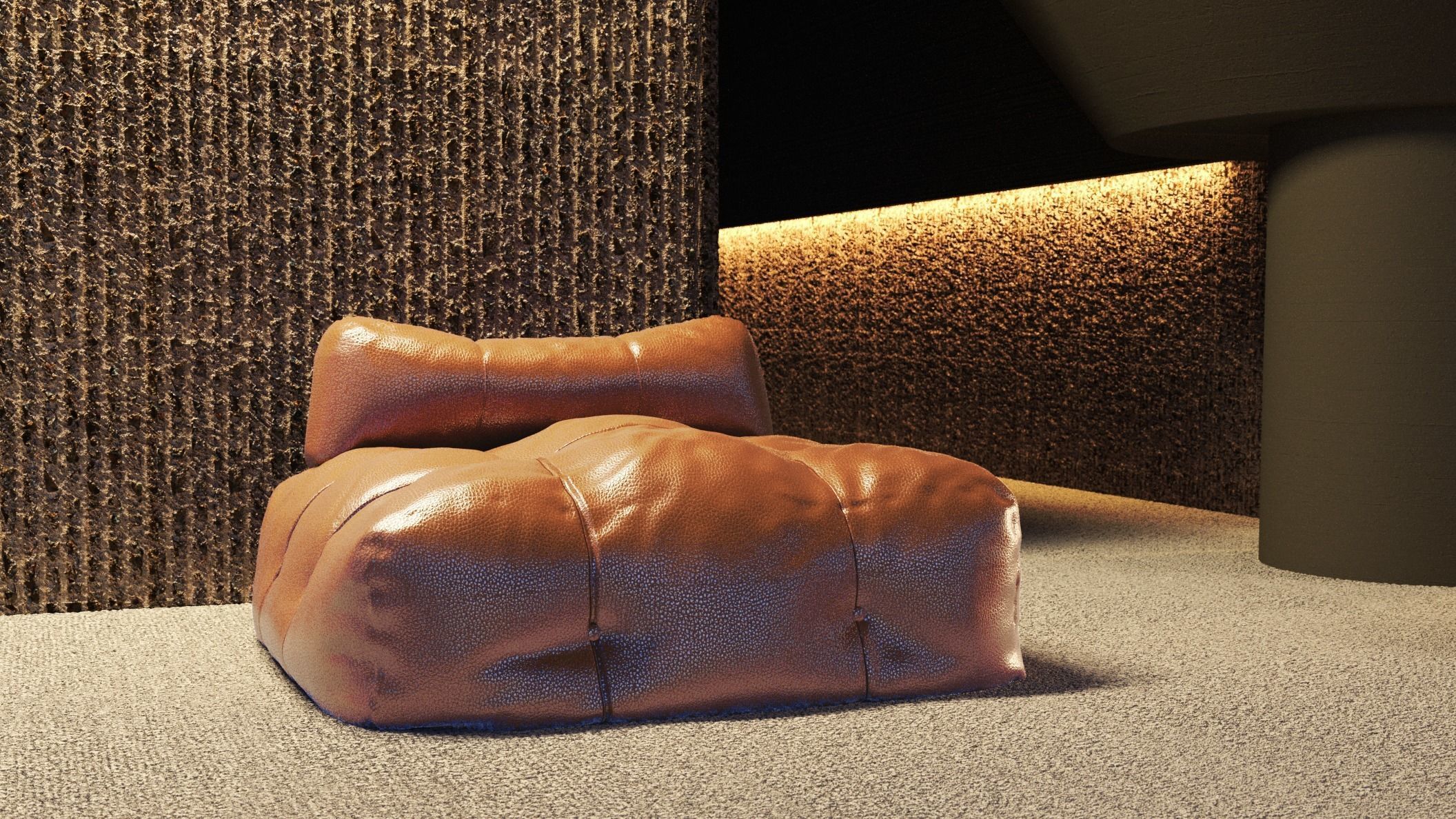 Leather Puff Interior Scene 3D model | CGTrader
