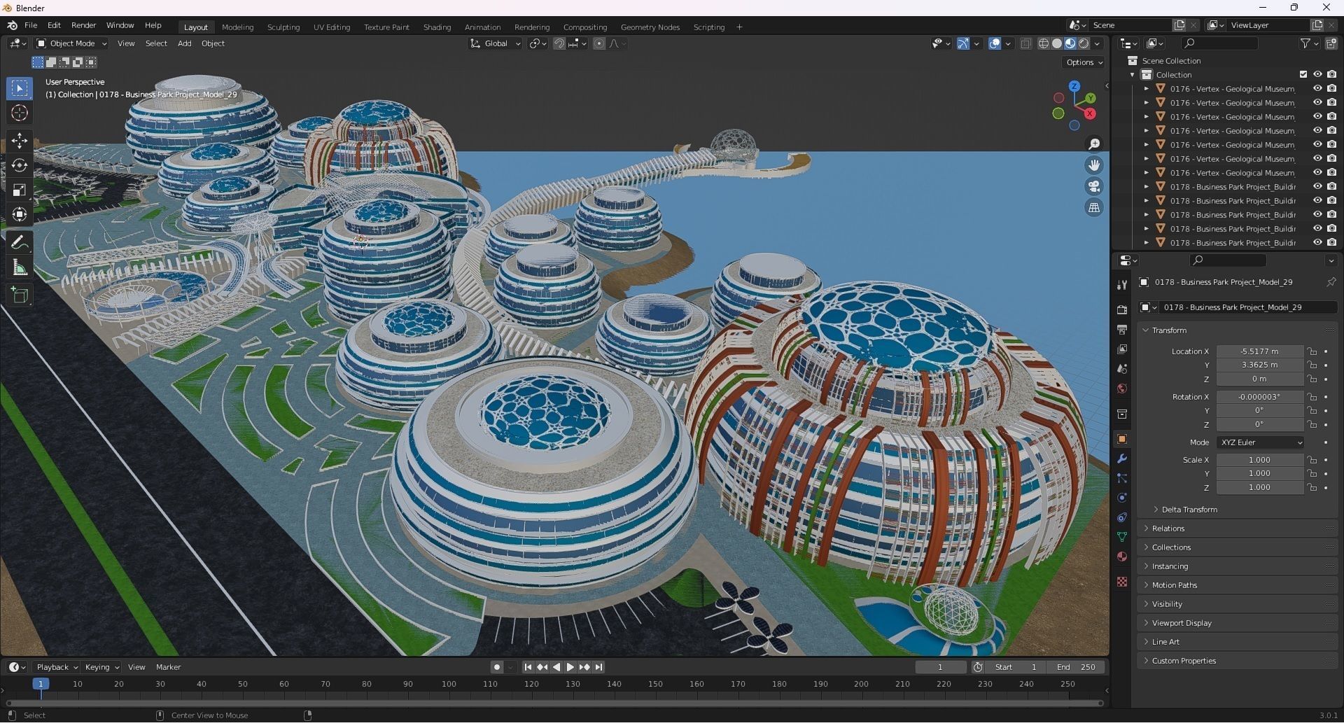 0178 - Business Park Architecture 3D Project - 2D Drawings 3D model ...
