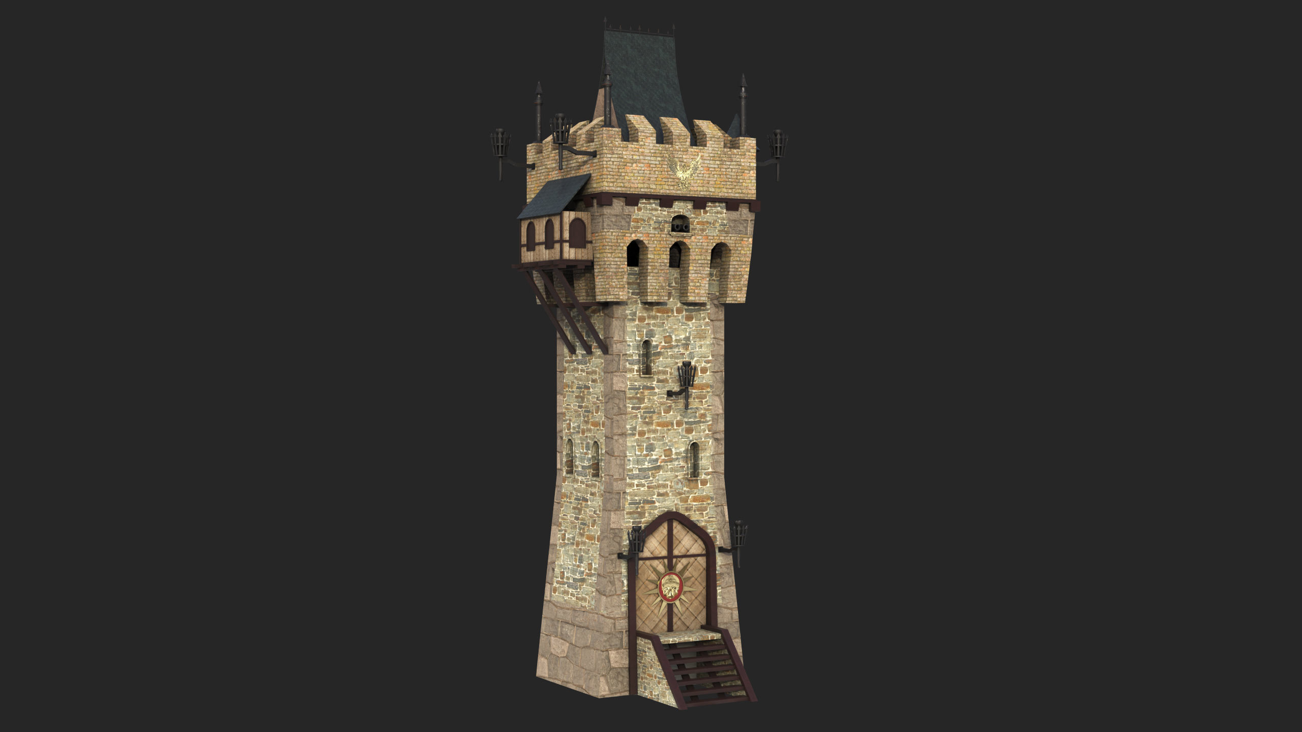 3D model Castle Watch Tower 01 All PBR Unity UE Textures Included VR ...