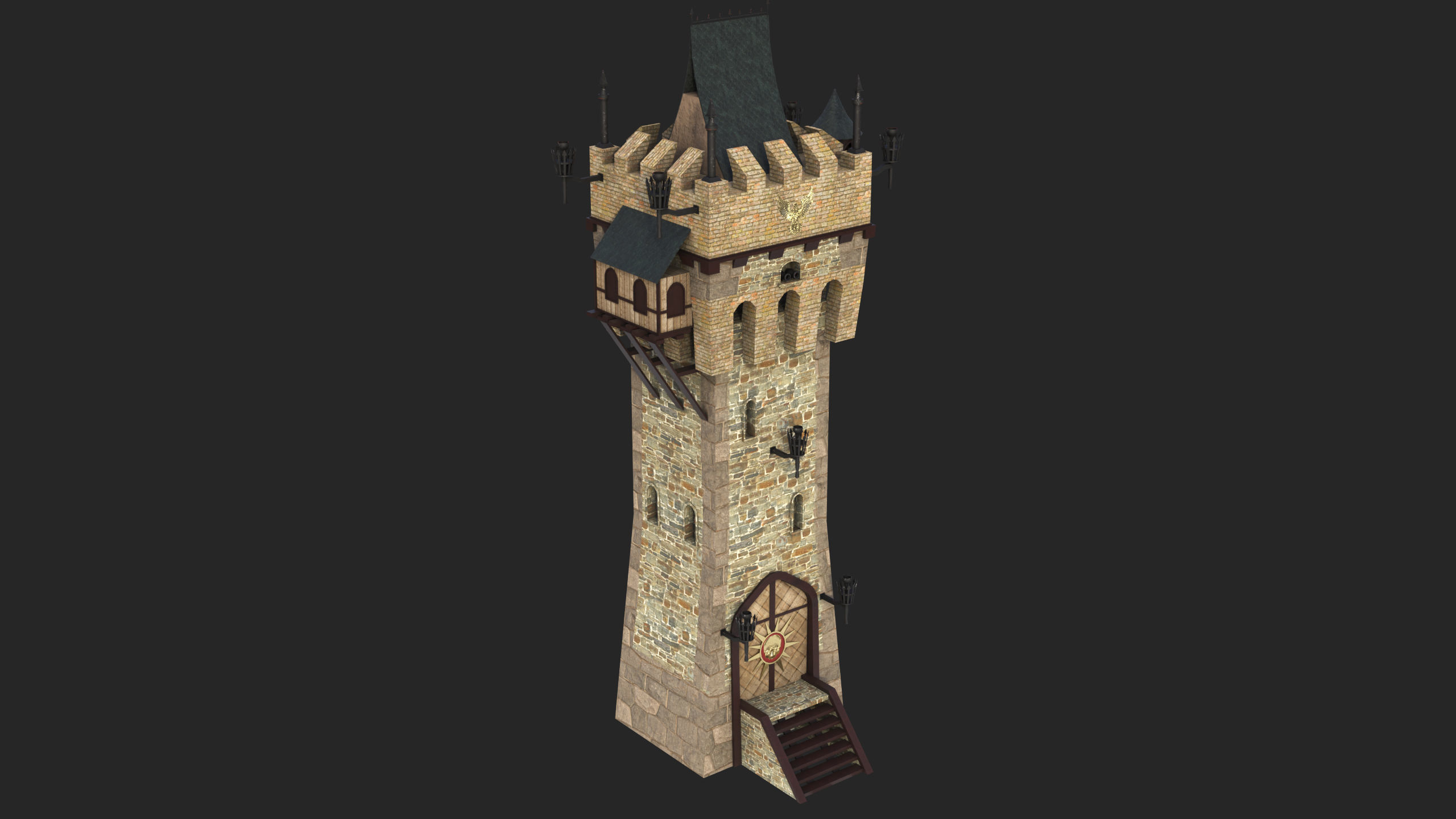3D model Castle Watch Tower 01 All PBR Unity UE Textures Included VR ...
