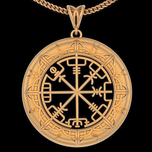 Viking compass pendant silver gold printable jewelry 3D model 3D model ...