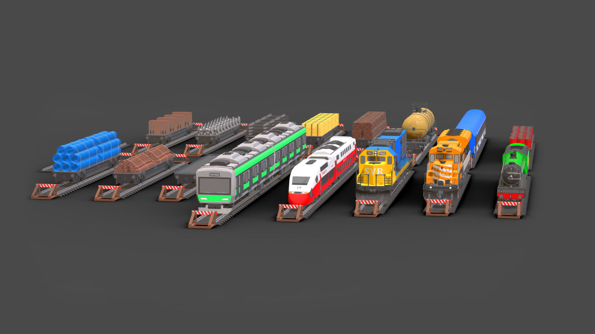 3D model Train Pack VR / AR / low-poly | CGTrader
