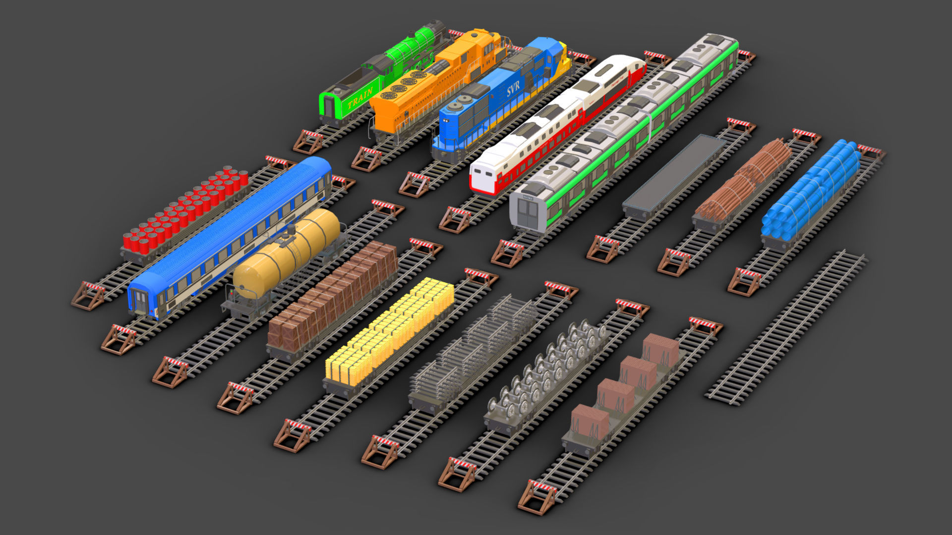3D model Train Pack VR / AR / low-poly | CGTrader