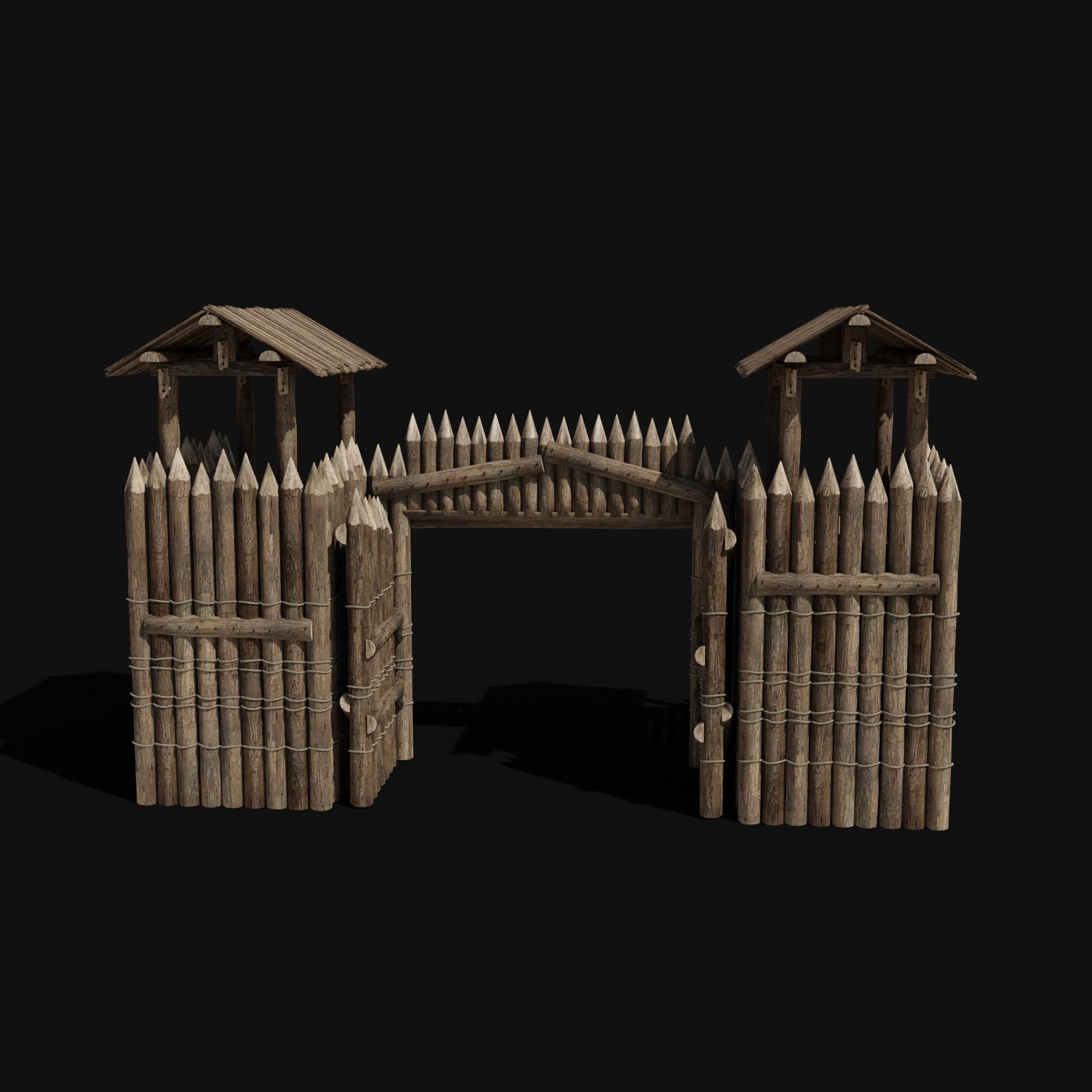 3D model WOODEN GATE DOOR PALISADE WALLS MEDIEVAL FANTASY COLLECTION VR ...