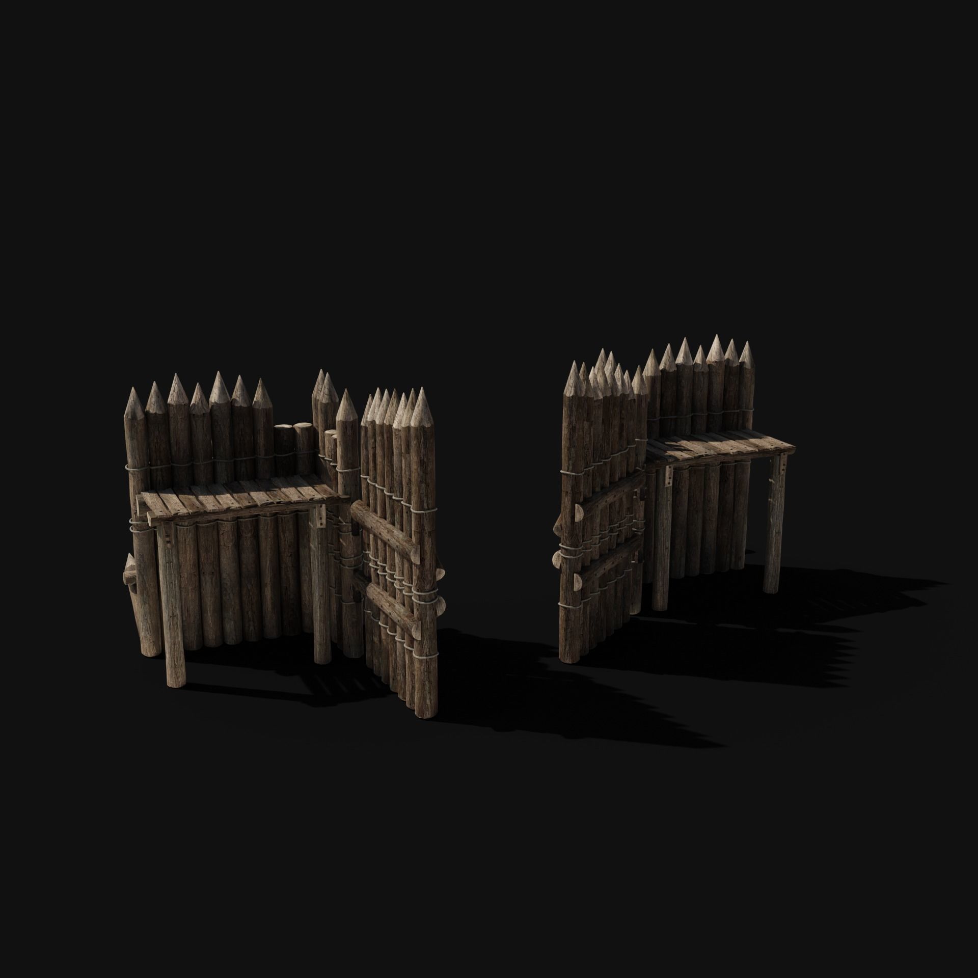3D model WOODEN GATE DOOR PALISADE WALLS MEDIEVAL FANTASY COLLECTION VR ...
