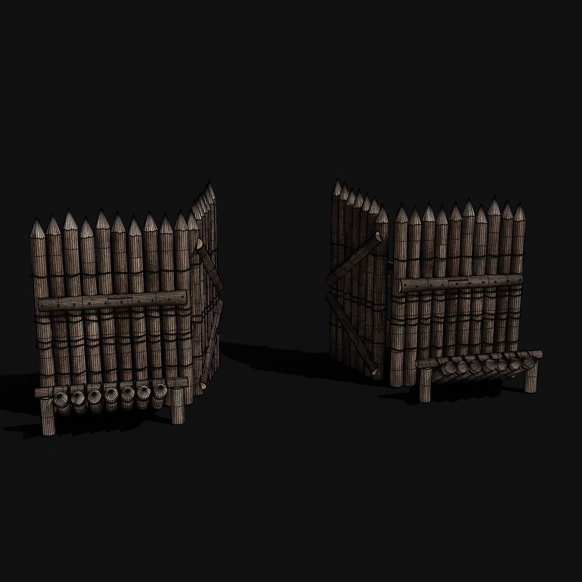 3D model WOODEN GATE DOOR PALISADE WALLS MEDIEVAL FANTASY COLLECTION VR ...