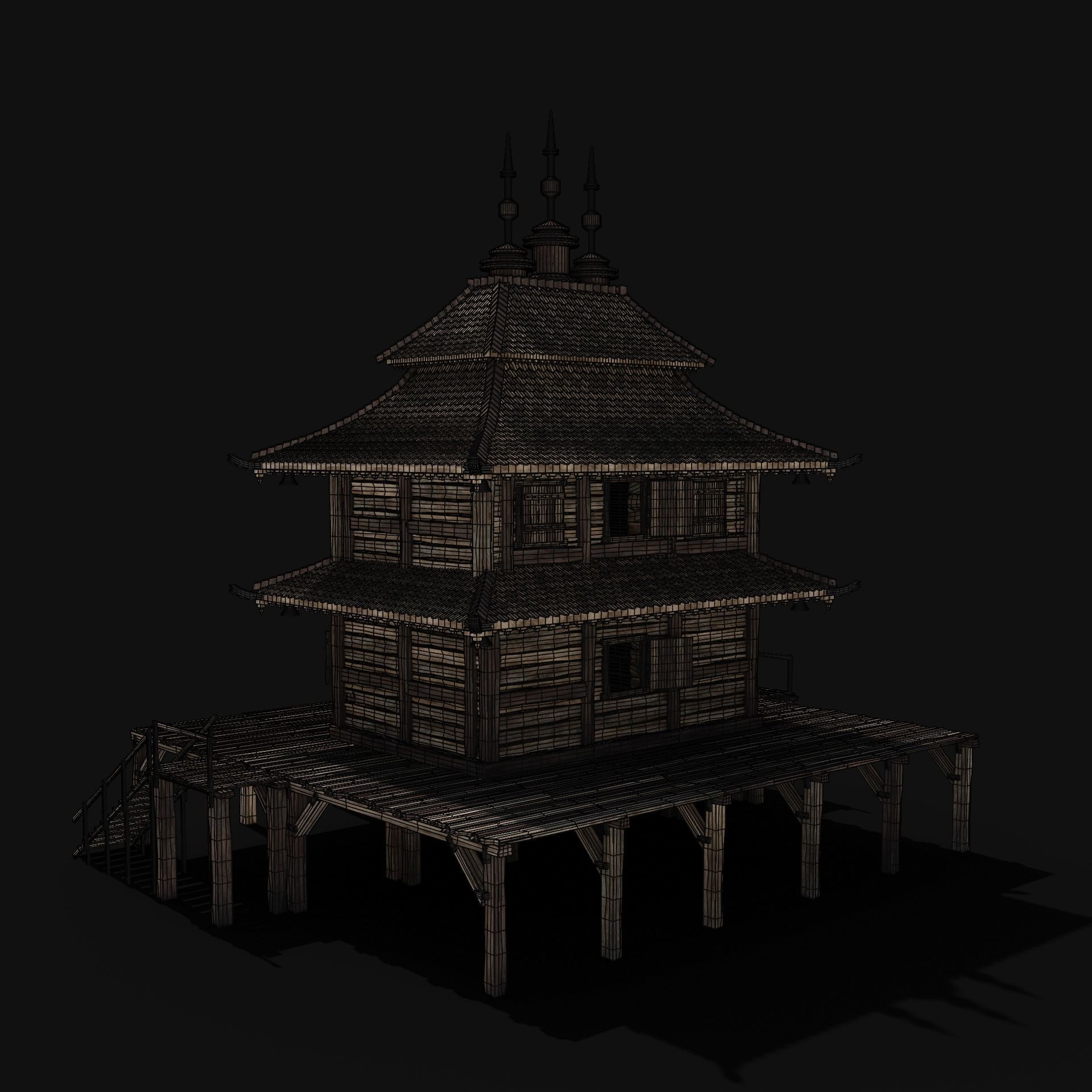 3D model FEUDAL JAPAN CHINESE HOUSE DOJO HUT SAMURAI NINJA COLLECTION ...