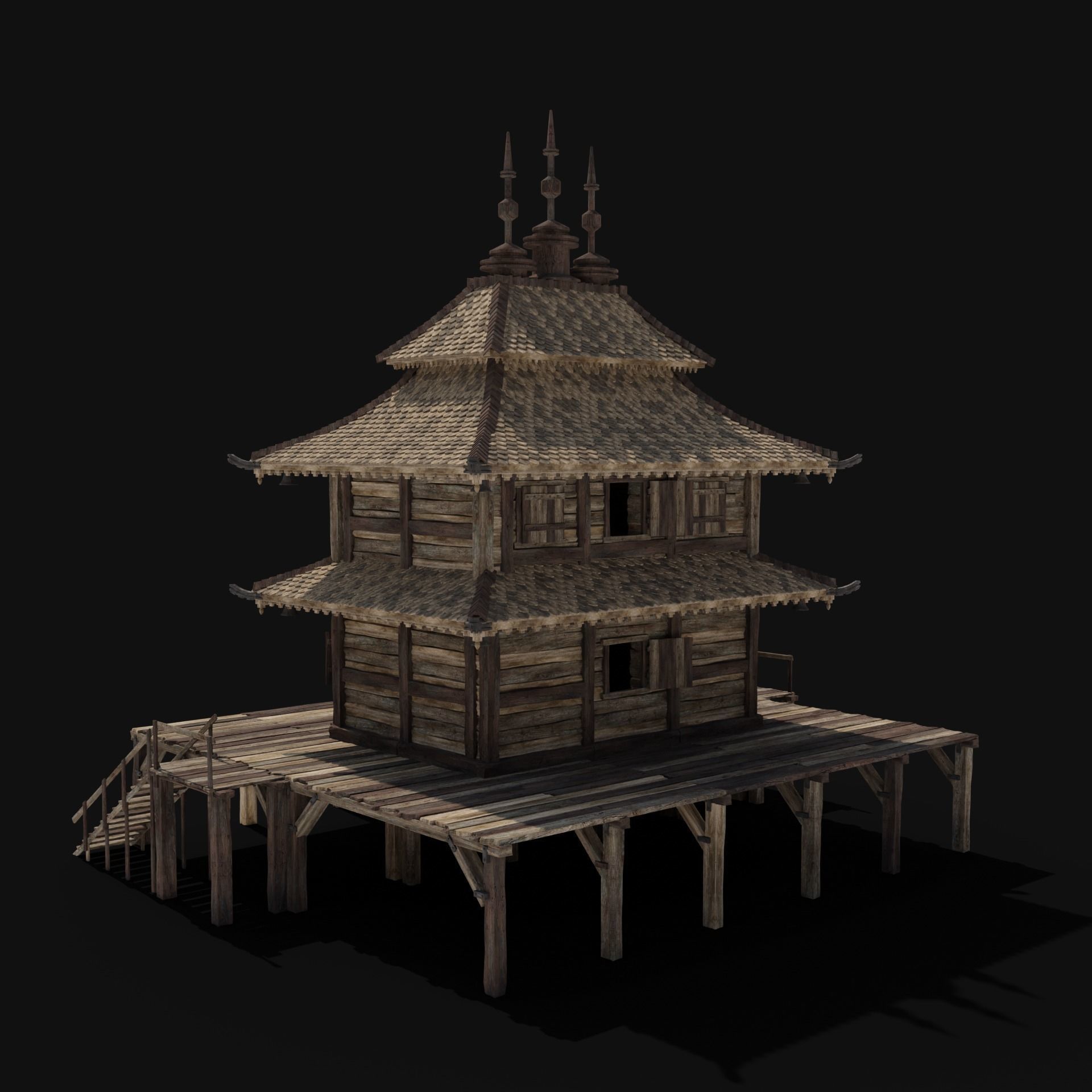 3D model FEUDAL JAPAN CHINESE HOUSE DOJO HUT SAMURAI NINJA COLLECTION ...