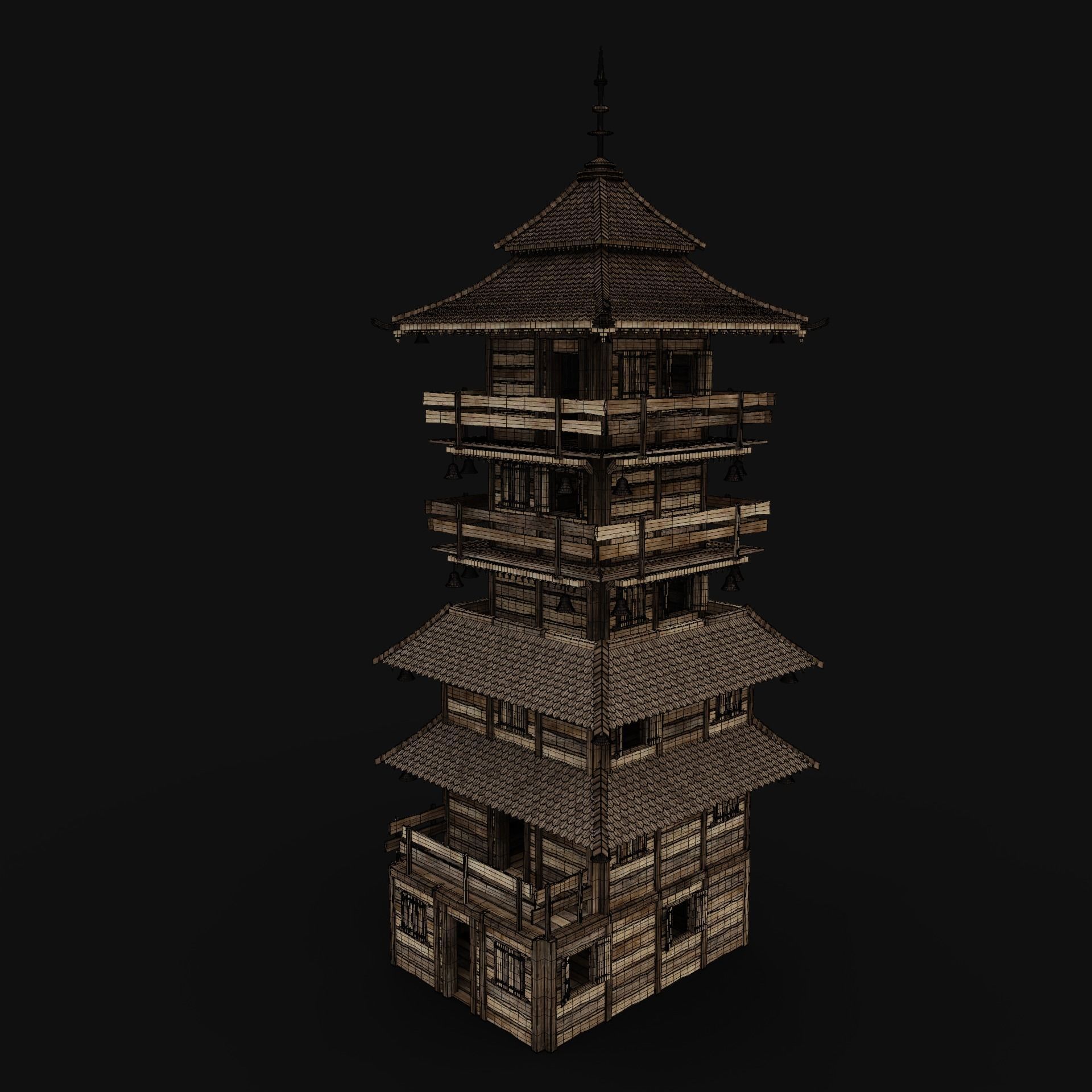 3D model FEUDAL JAPAN CHINESE TOWER DOJO WATCHTOWER SAMURAI NINJA PACK ...