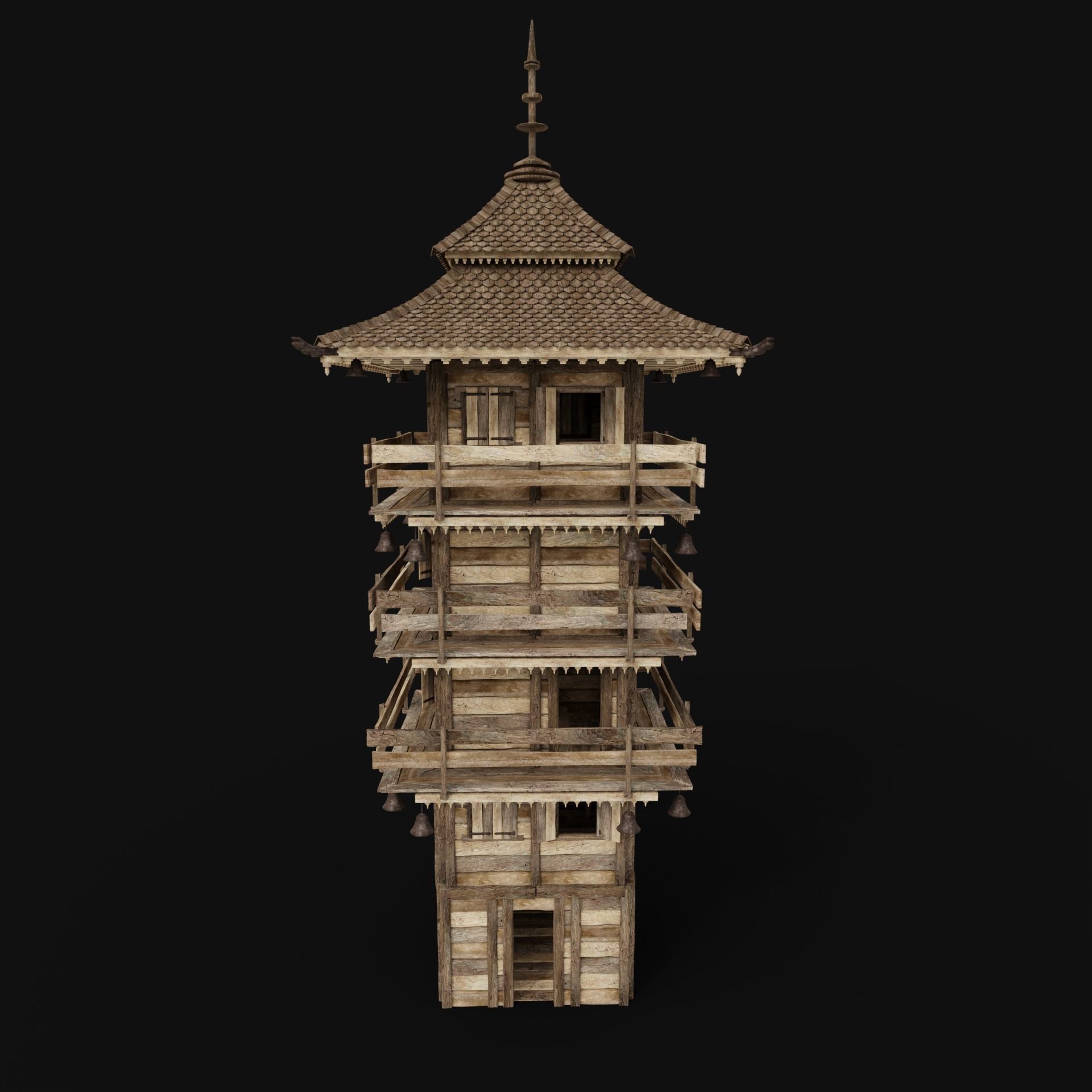 3D model FEUDAL JAPAN CHINESE TOWER DOJO WATCHTOWER SAMURAI NINJA PACK ...