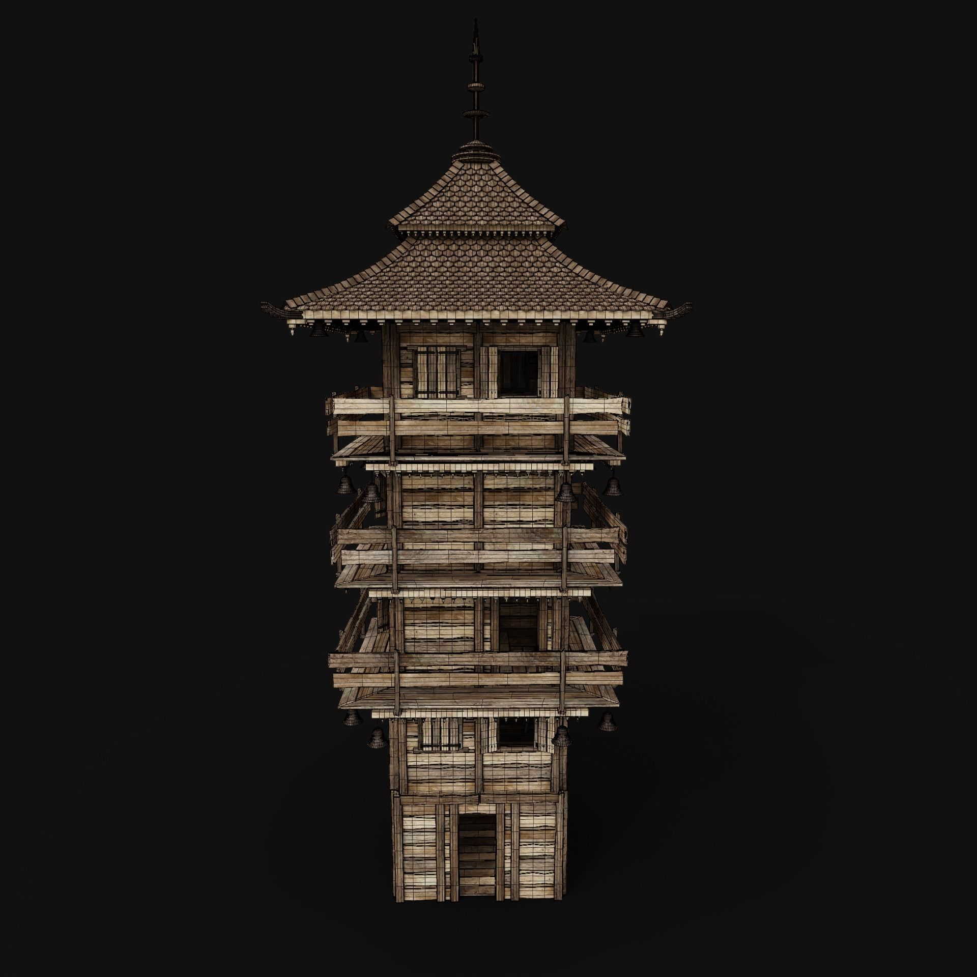 3D model FEUDAL JAPAN CHINESE TOWER DOJO WATCHTOWER SAMURAI NINJA PACK ...