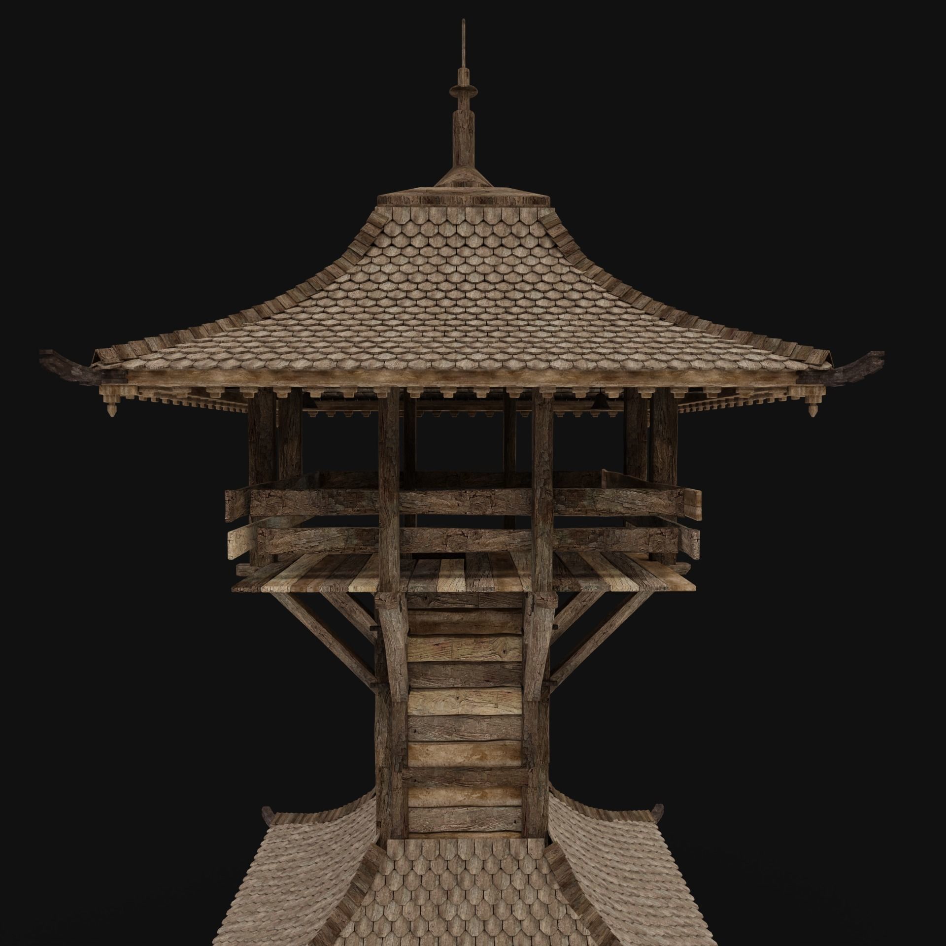 3D model FEUDAL JAPAN CHINESE TOWER DOJO WATCHTOWER SAMURAI NINJA PACK ...