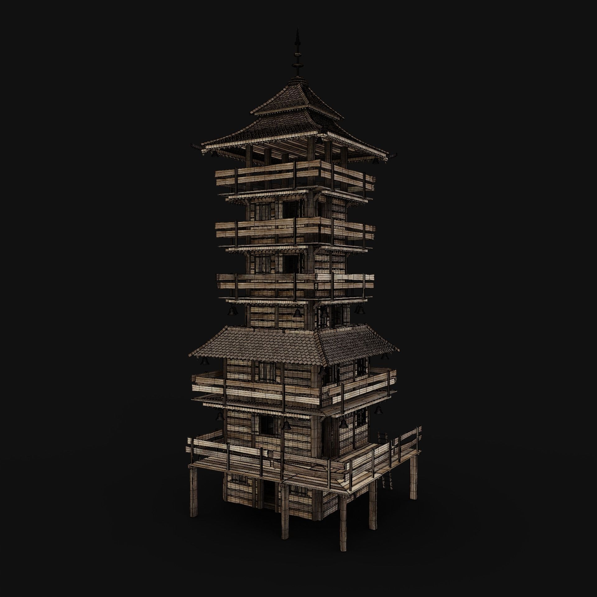 3D model FEUDAL JAPAN CHINESE TOWER DOJO WATCHTOWER SAMURAI NINJA PACK ...