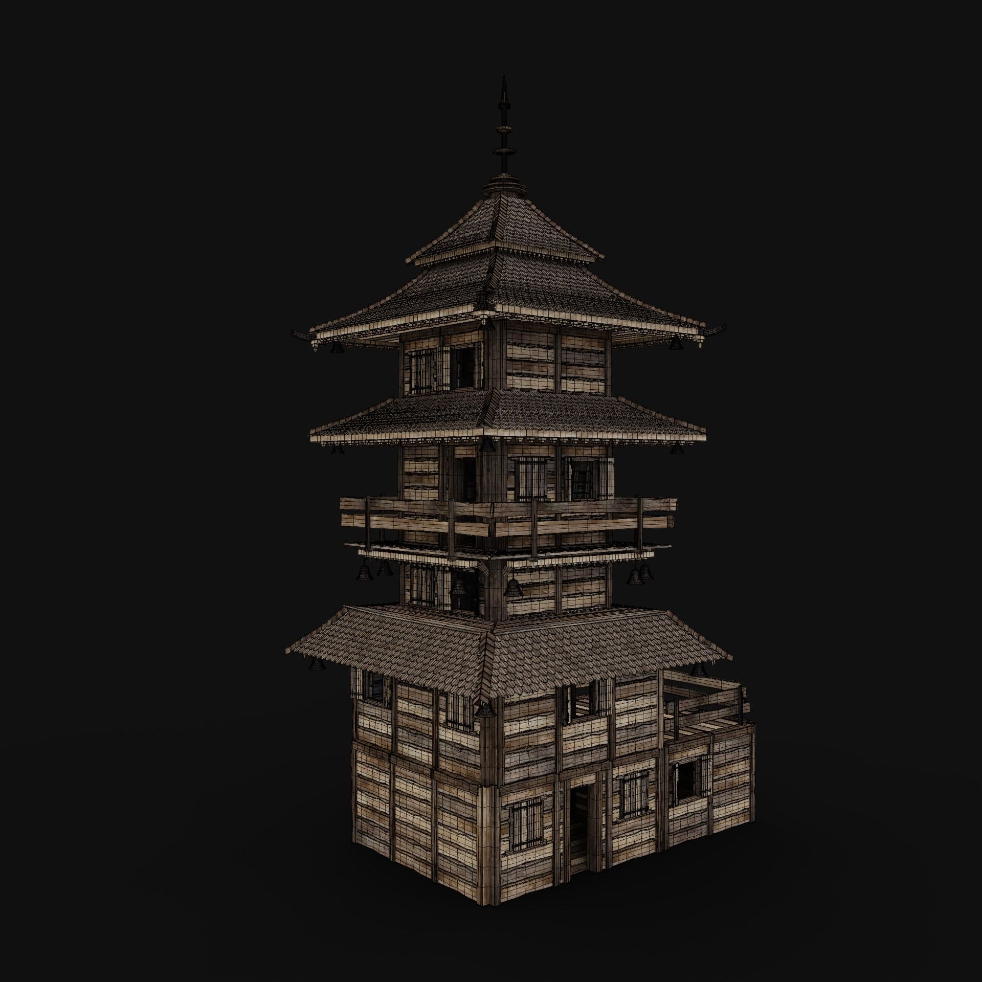 3D model FEUDAL JAPAN CHINESE TOWER DOJO WATCHTOWER SAMURAI NINJA PACK ...