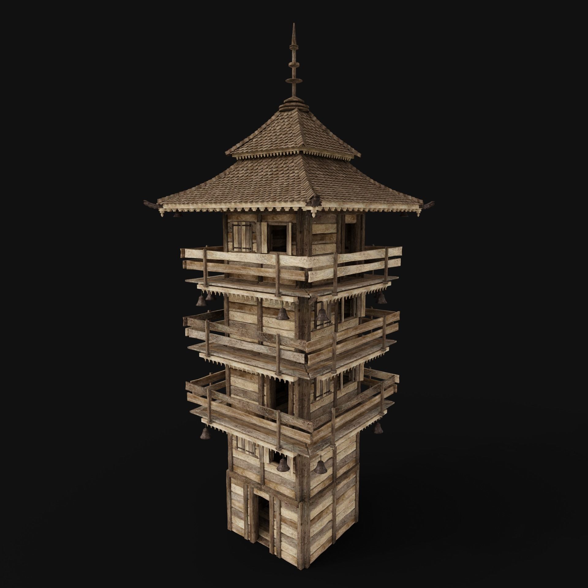 3D model FEUDAL JAPAN CHINESE TOWER DOJO WATCHTOWER SAMURAI NINJA PACK ...