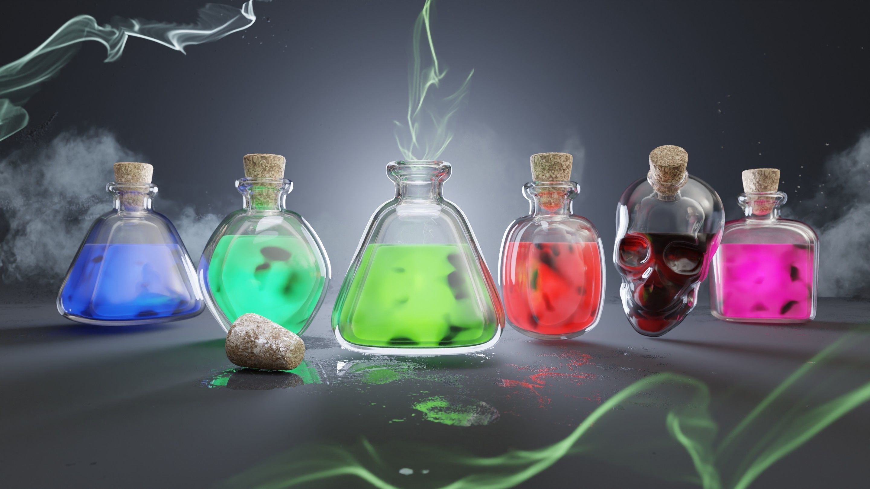 Wizard Magic Potion Bottles SET 1 3D model | CGTrader