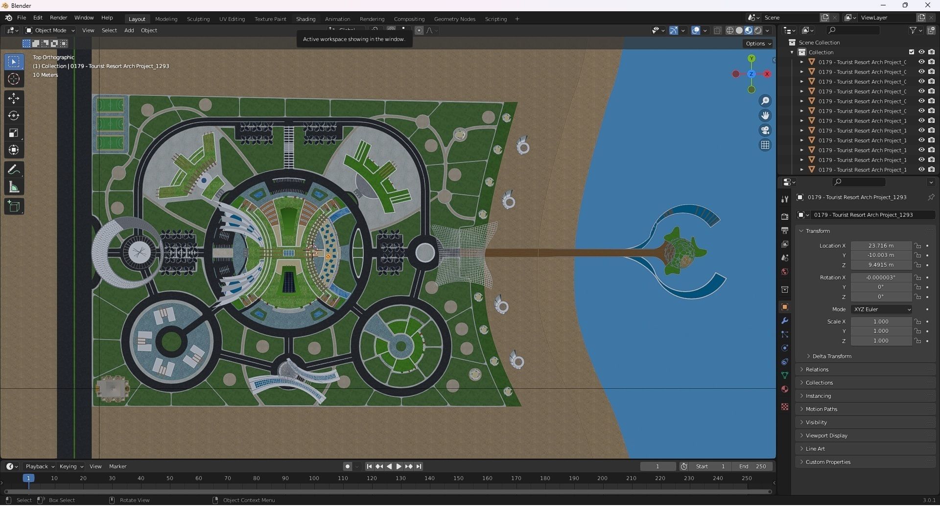 0179 - Tourist Resort Architecture 3D Project - 2D Drawing 3D model ...