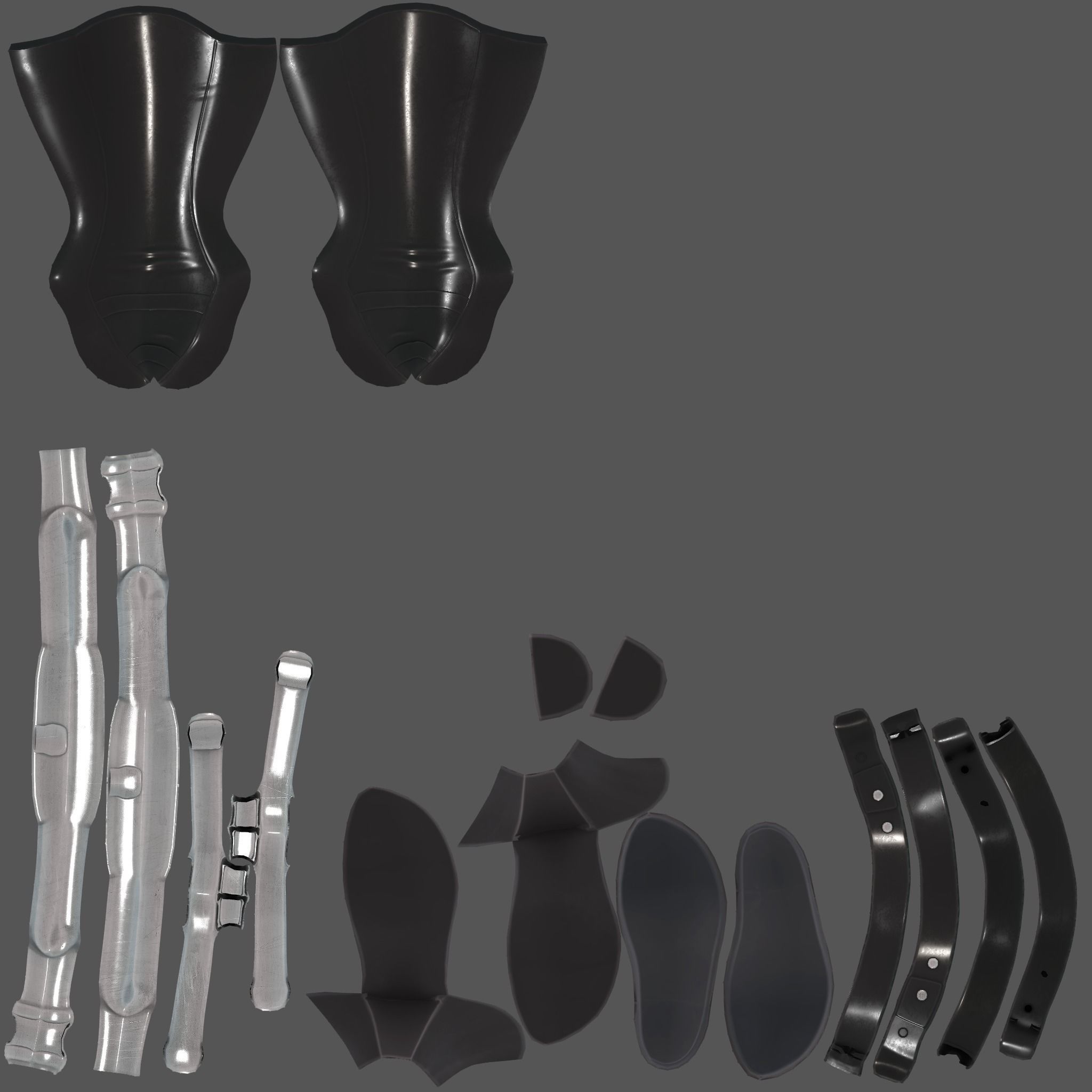3D model Fantasy Warrior Stylized High Heel Calf Boots VR / AR / low-poly | CGTrader