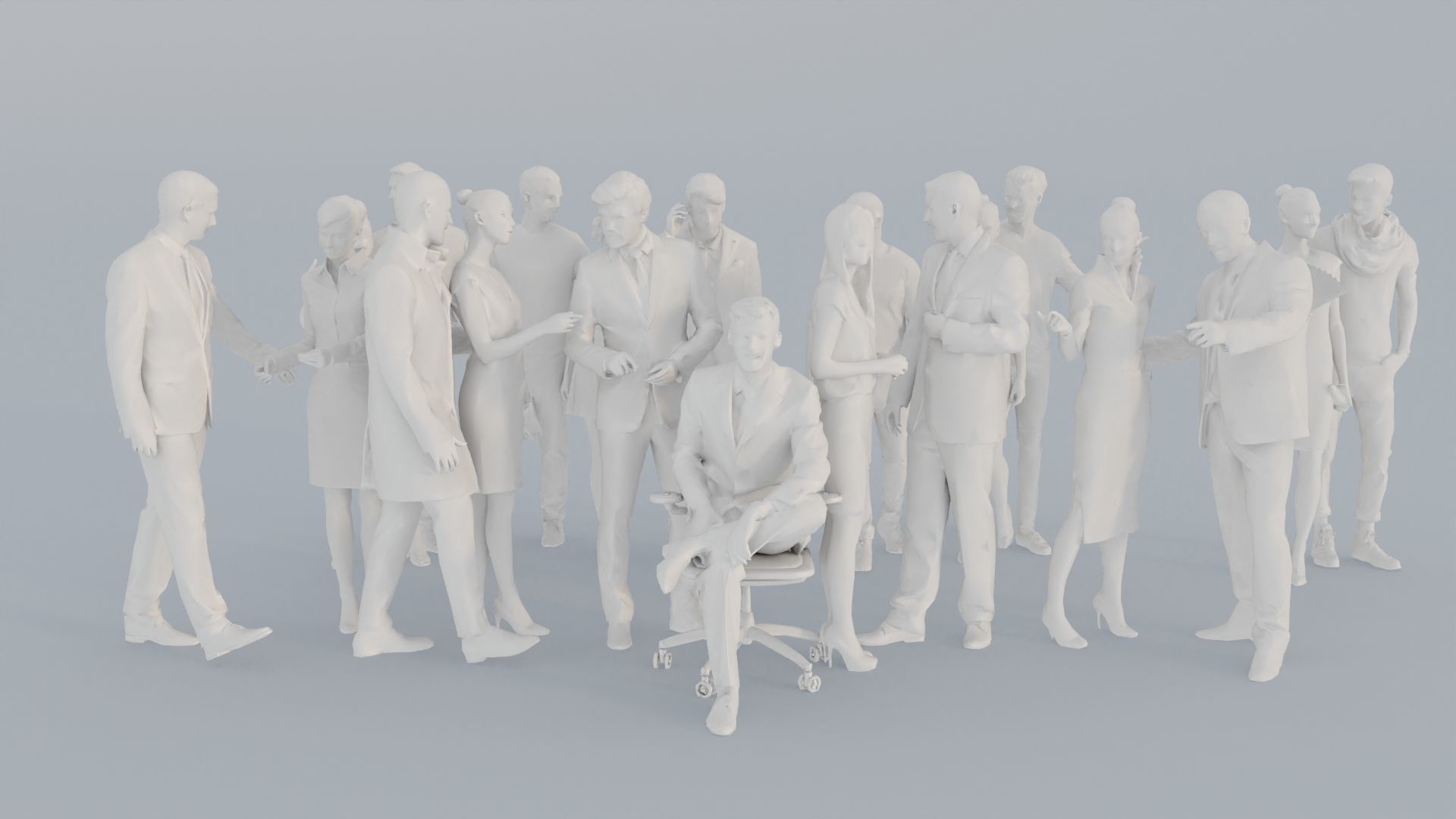 18 CROWDS CASU1 BUS1 SITTING PEOPLE SCANS MAN WOMAN 3D model 3D ...